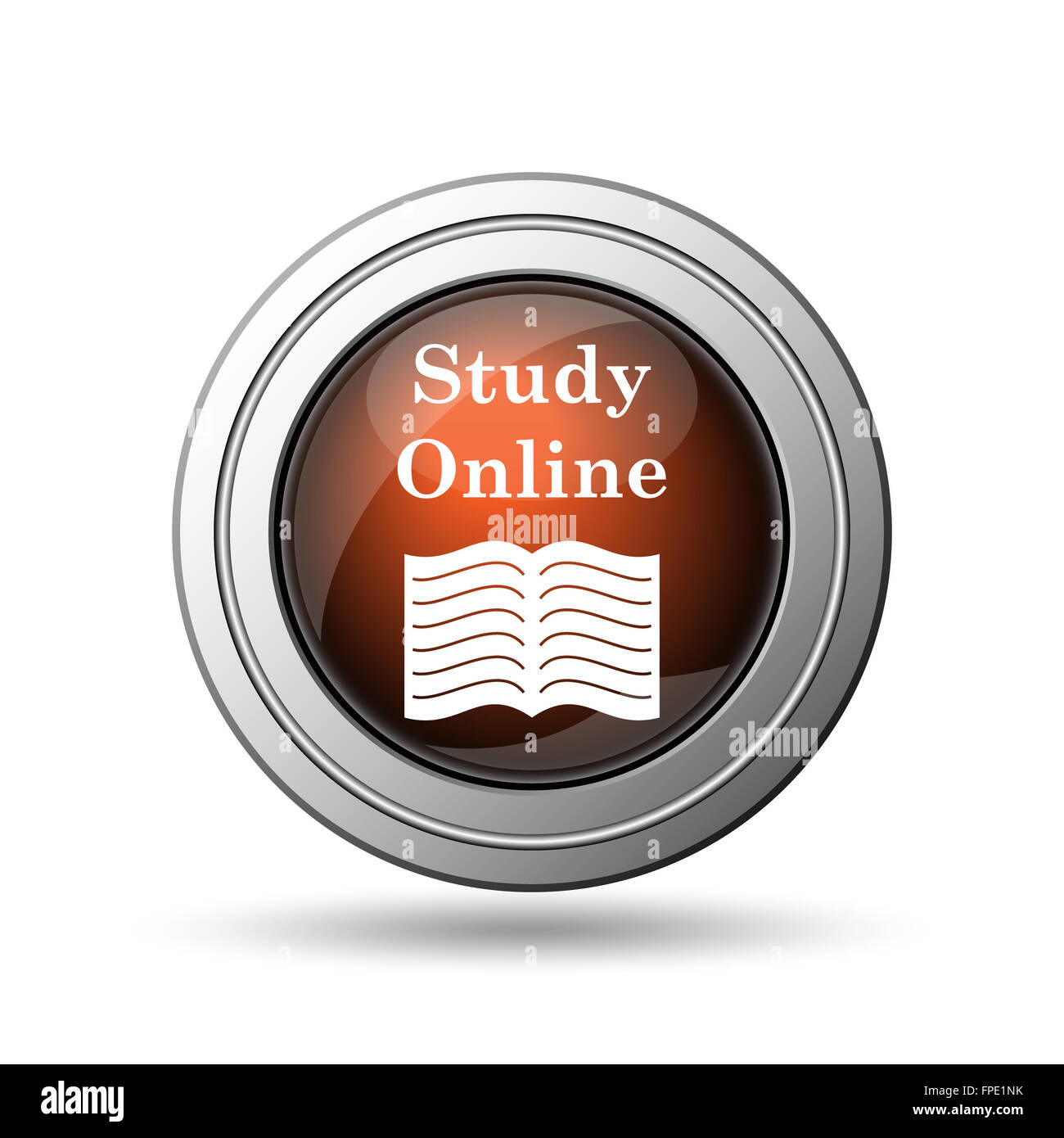 Study online icon. Internet button on white background Stock Photo - Alamy