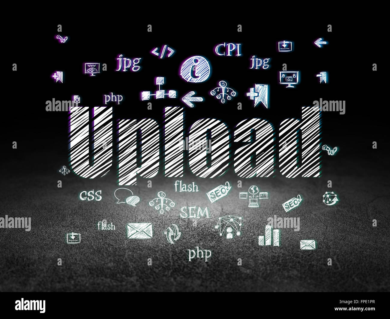 Web design concept: Upload in grunge dark room Stock Photo - Alamy