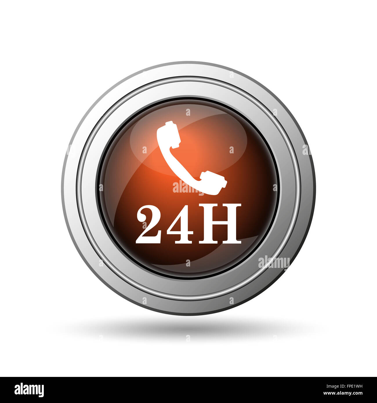 24H phone icon. Internet button on white background Stock Photo - Alamy