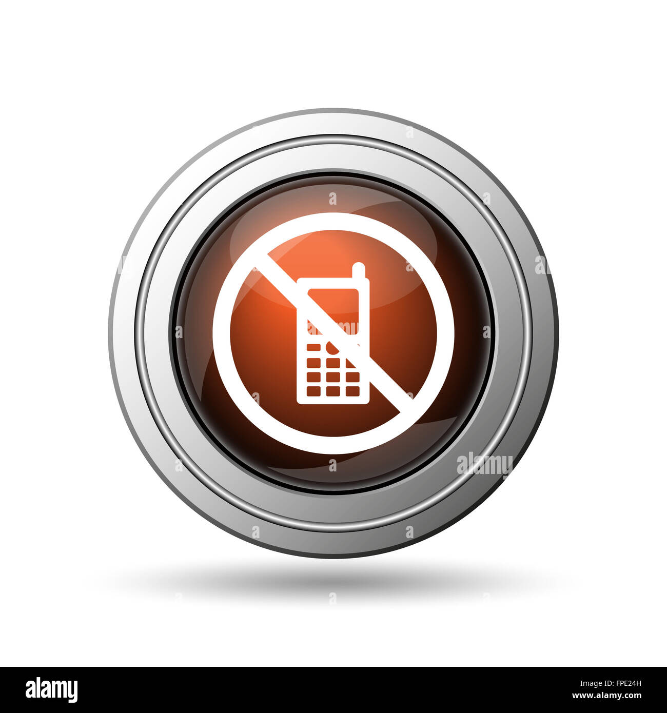 Mobile phone restricted icon. Internet button on white background Stock ...