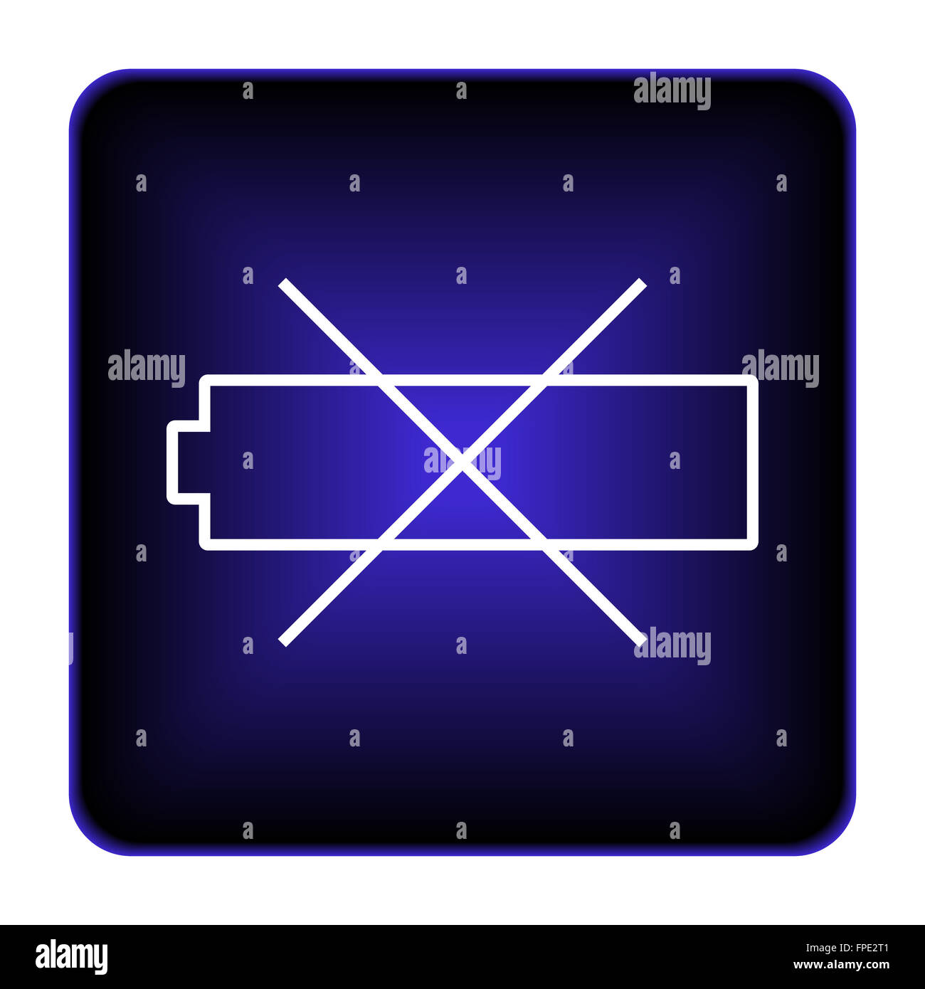 Empty battery icon. Internet button on white background Stock Photo - Alamy