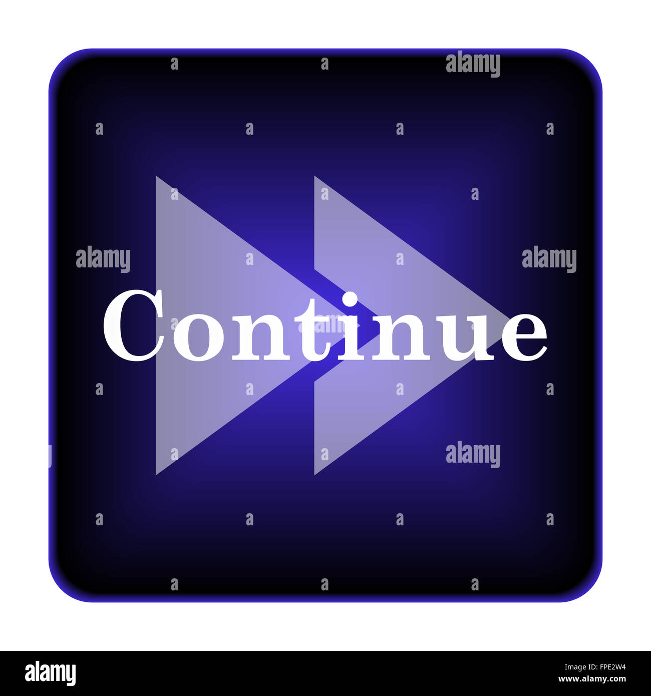 Continue icon. Internet button on white background Stock Photo - Alamy