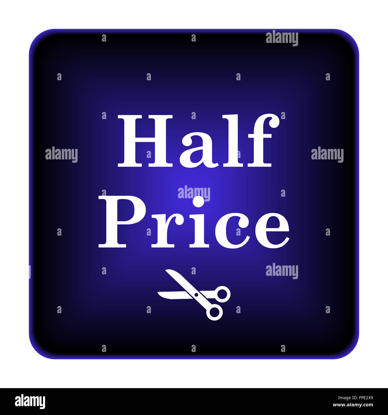 Half price icon. Internet button on white background Stock Photo - Alamy