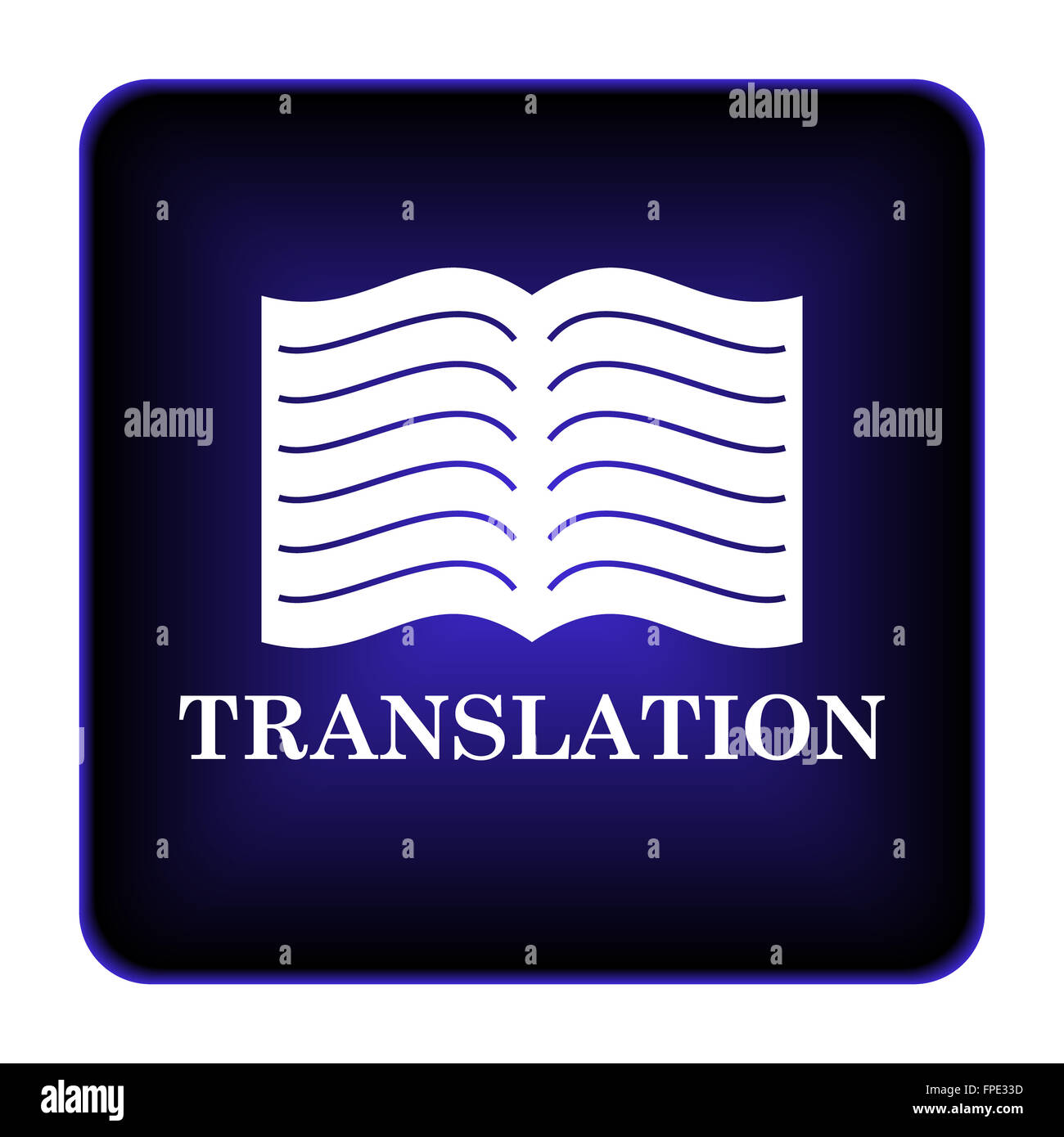 Translation book icon. Internet button on white background Stock Photo ...