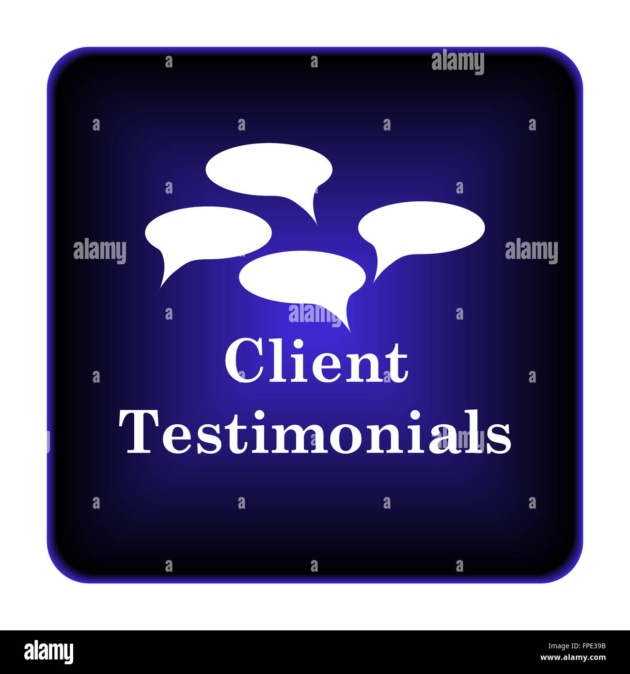 Client testimonials icon. Internet button on white background Stock ...