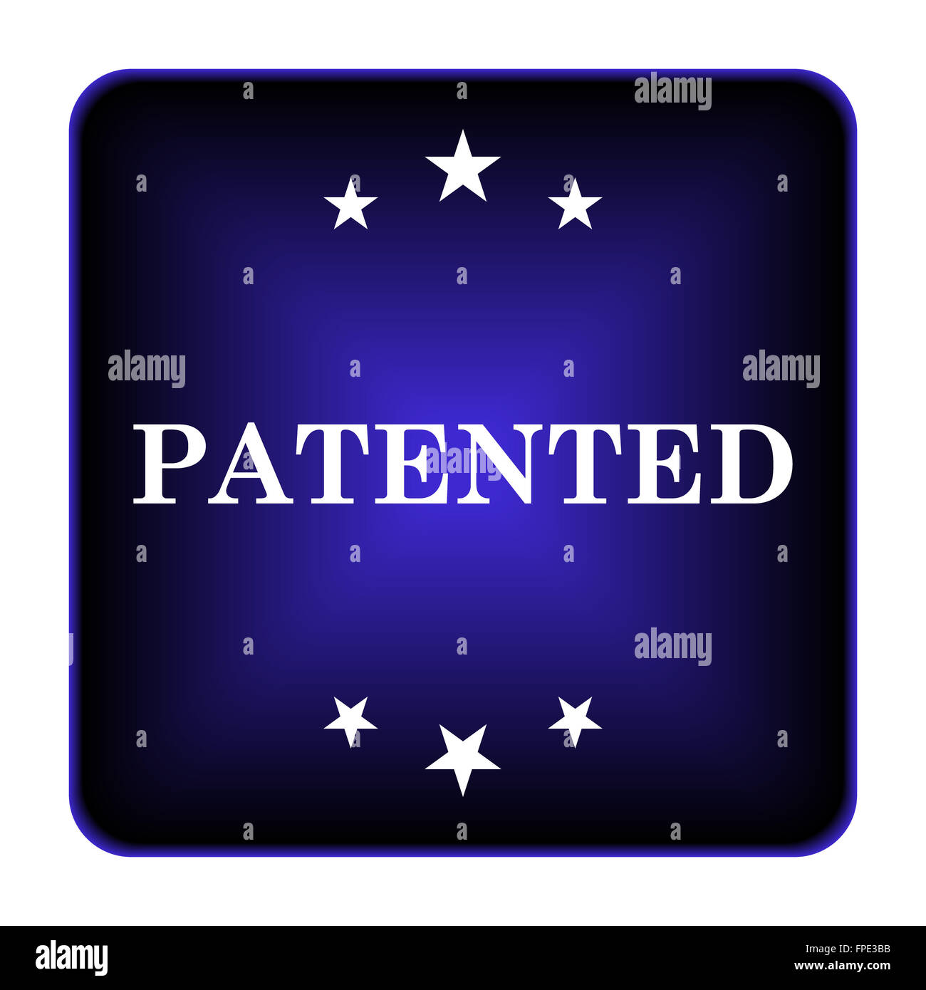 Patented icon. Internet button on white background Stock Photo - Alamy