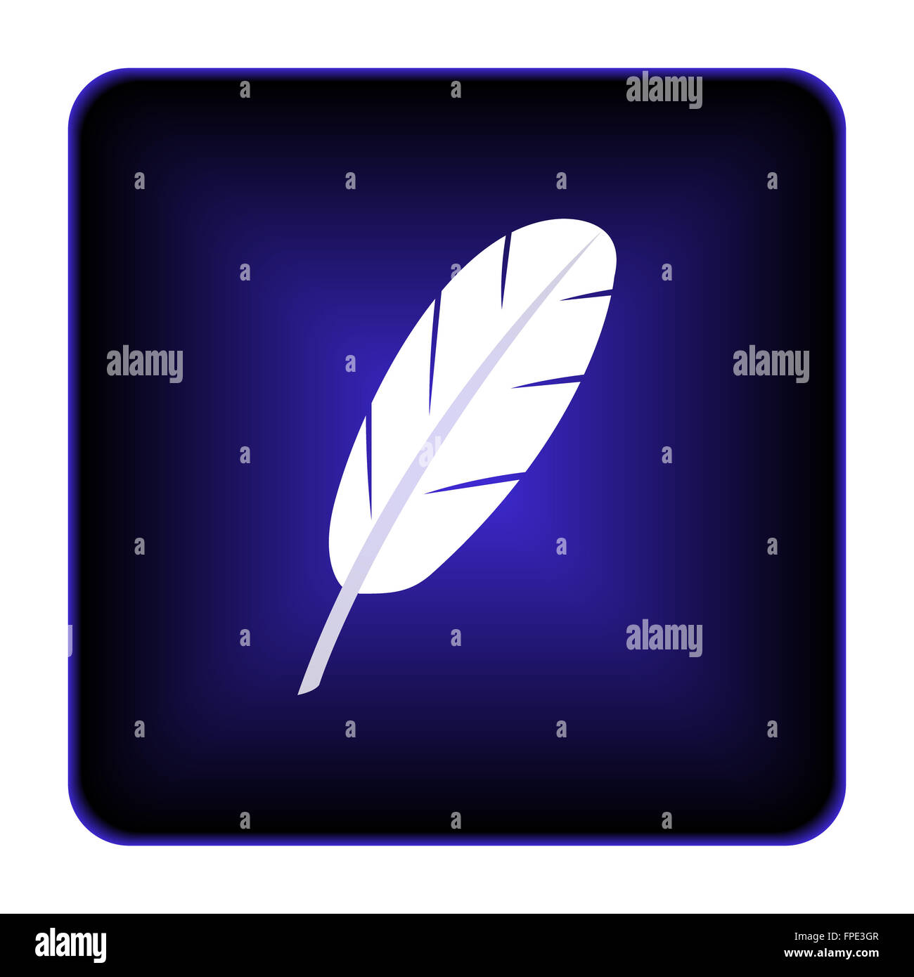 Feather icon. Internet button on white background Stock Photo - Alamy