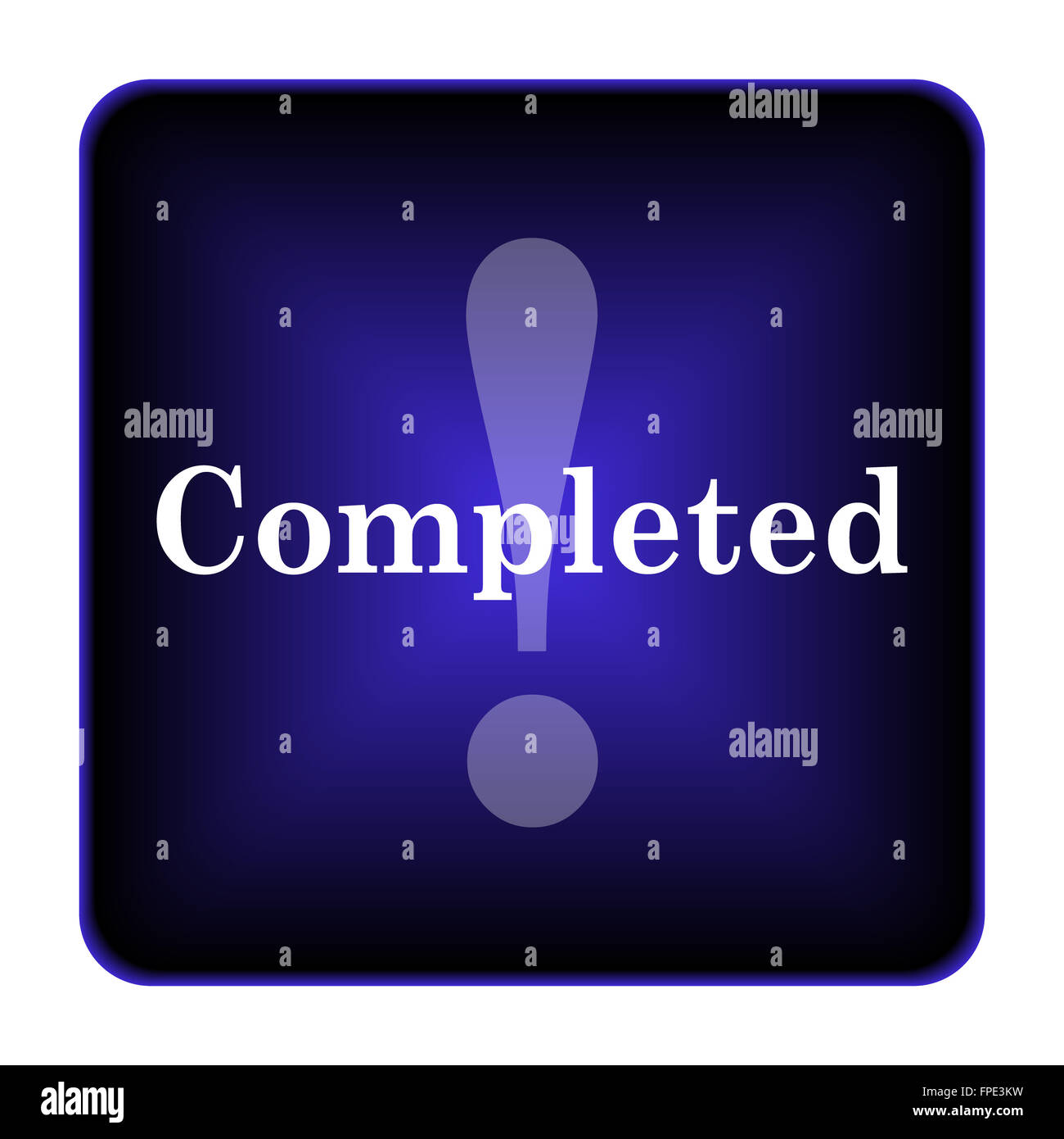 Completed icon. Internet button on white background Stock Photo - Alamy