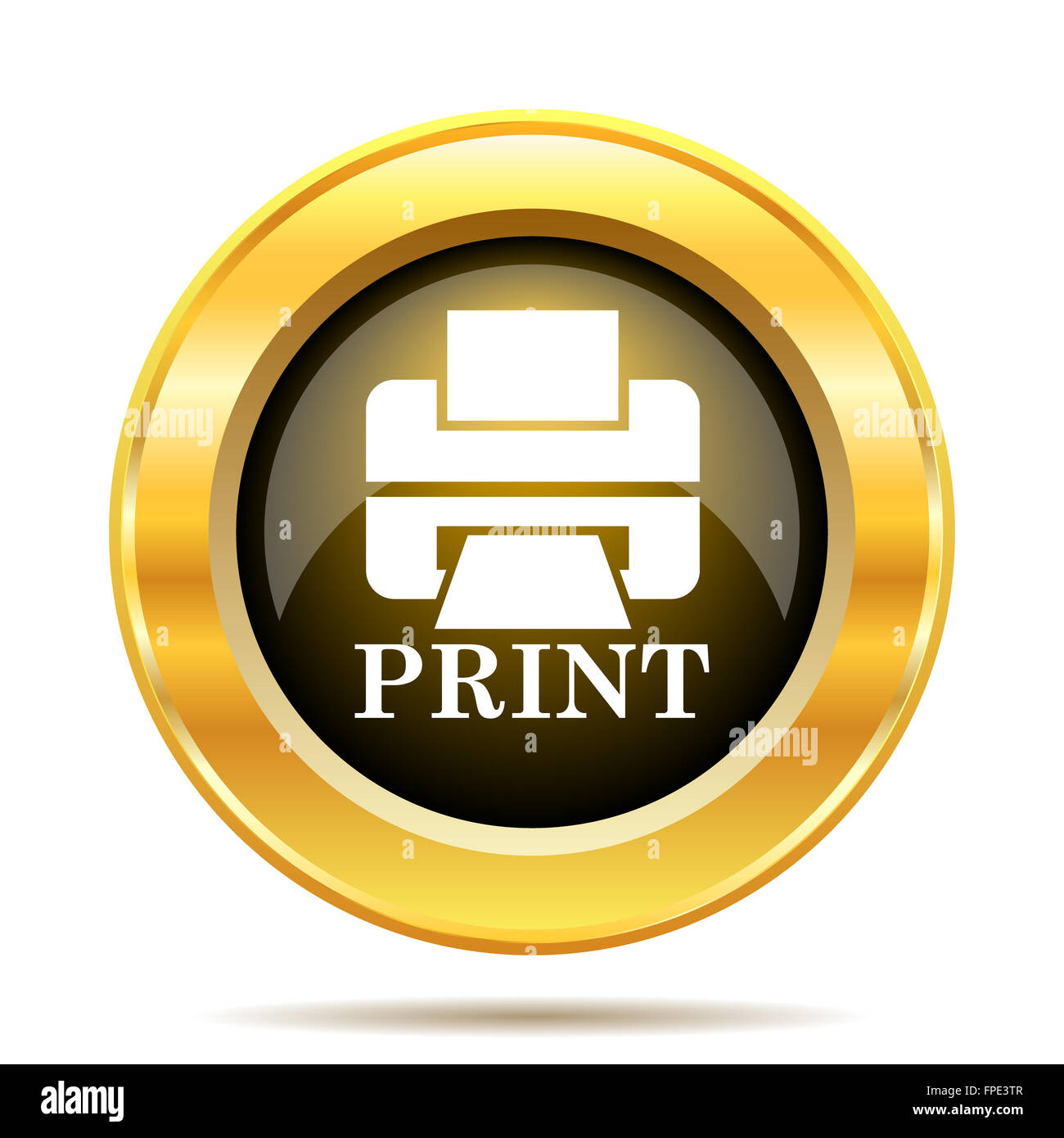 Printer with word PRINT icon. Internet button on white background Stock ...