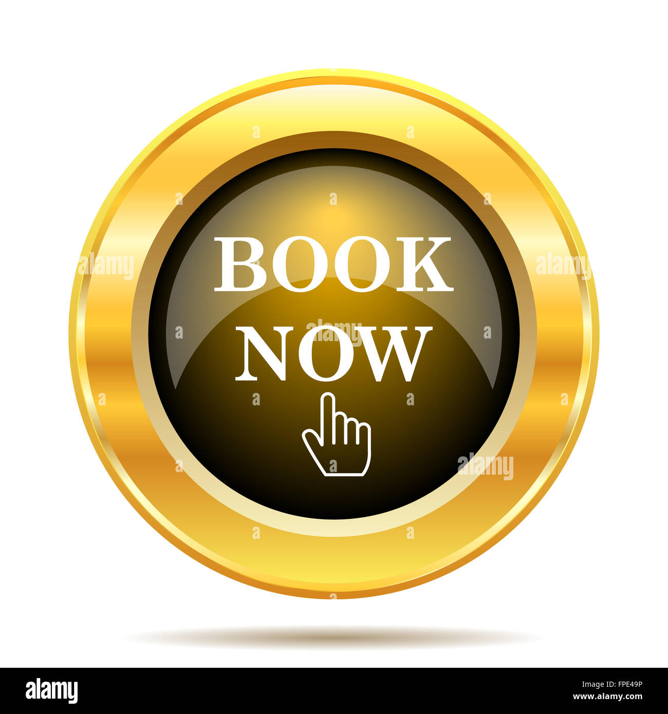 Book now icon. Internet button on white background Stock Photo - Alamy