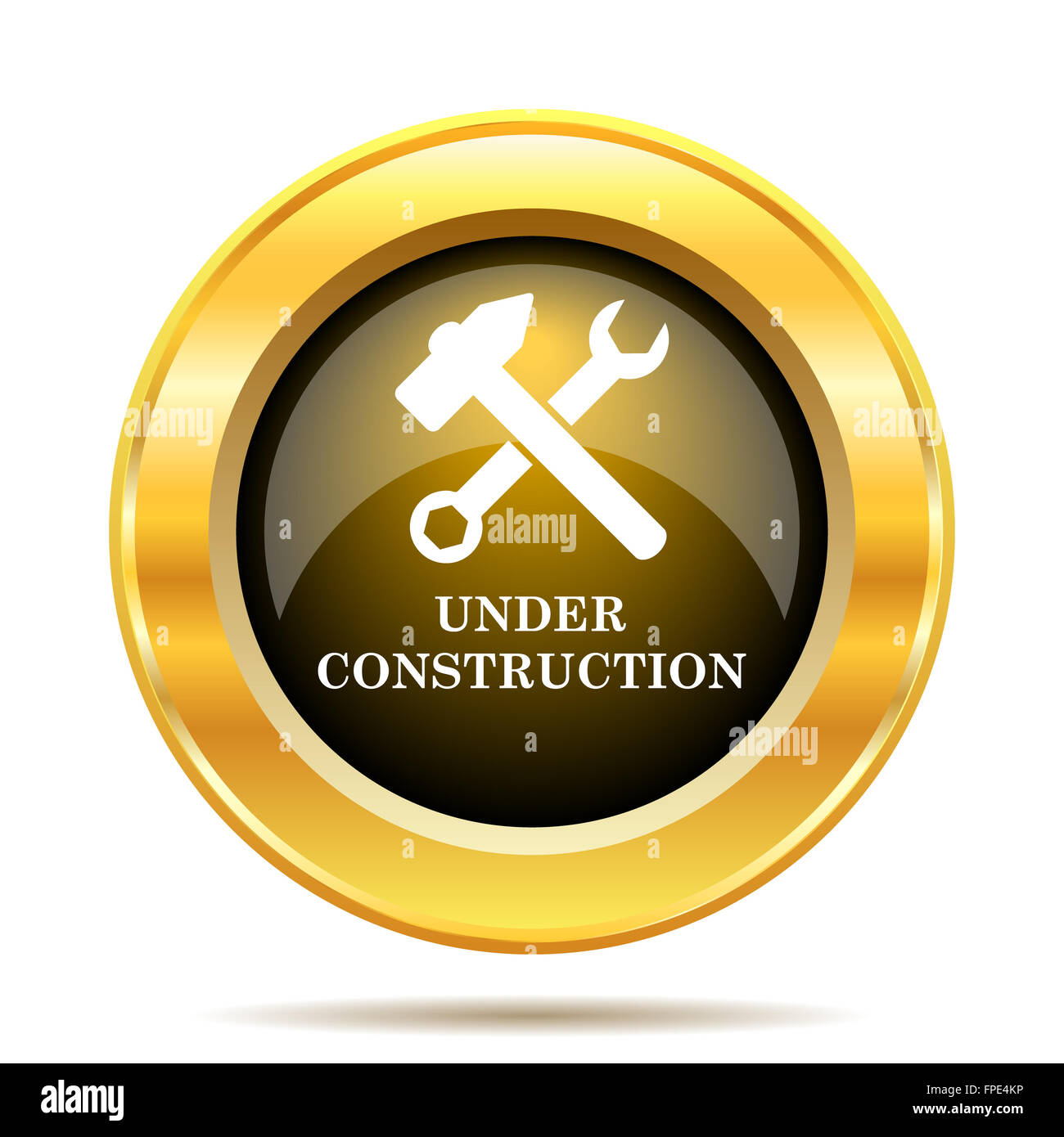 Under construction icon. Internet button on white background Stock ...