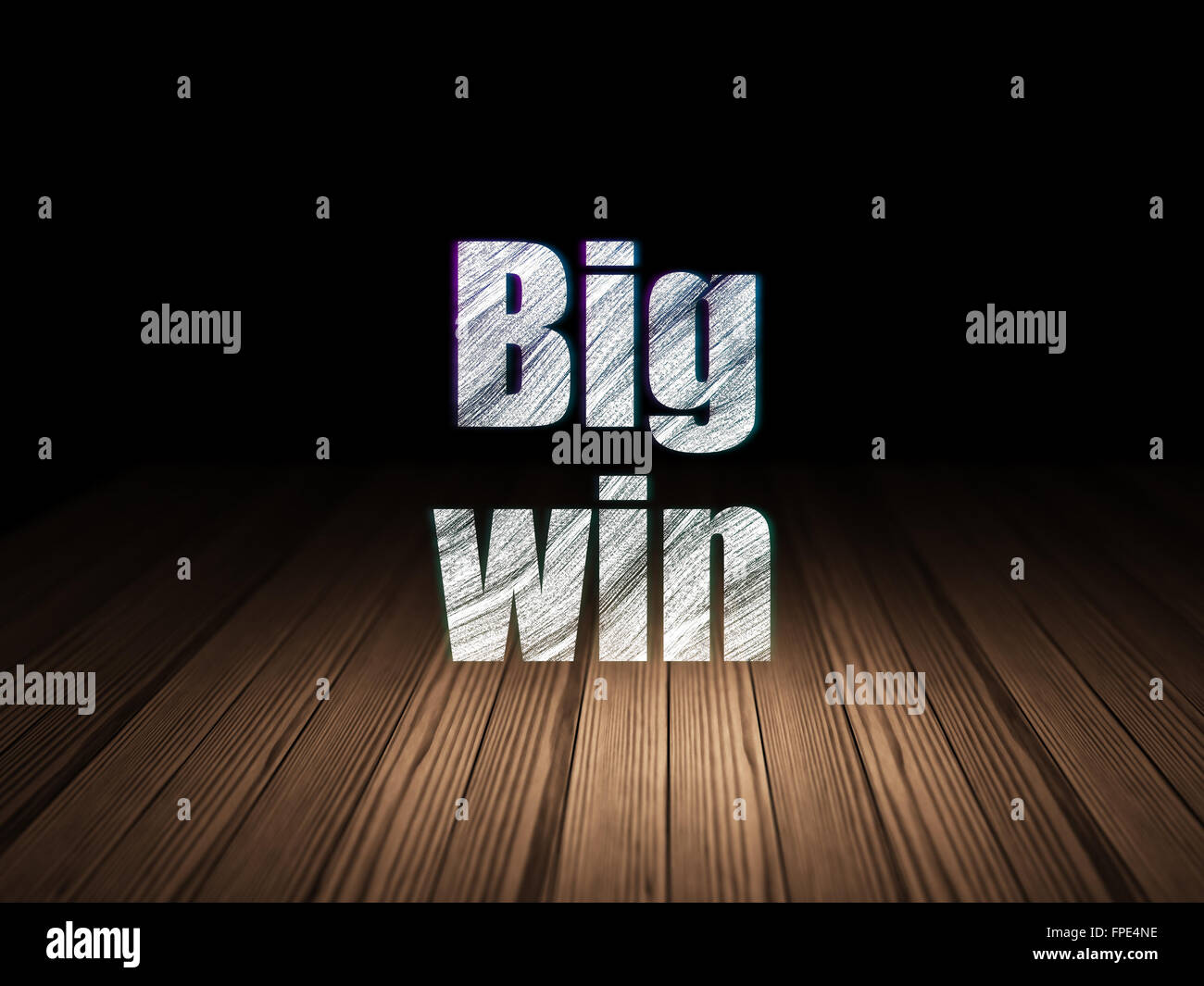 Business concept: Big Win in grunge dark room Stock Photo - Alamy