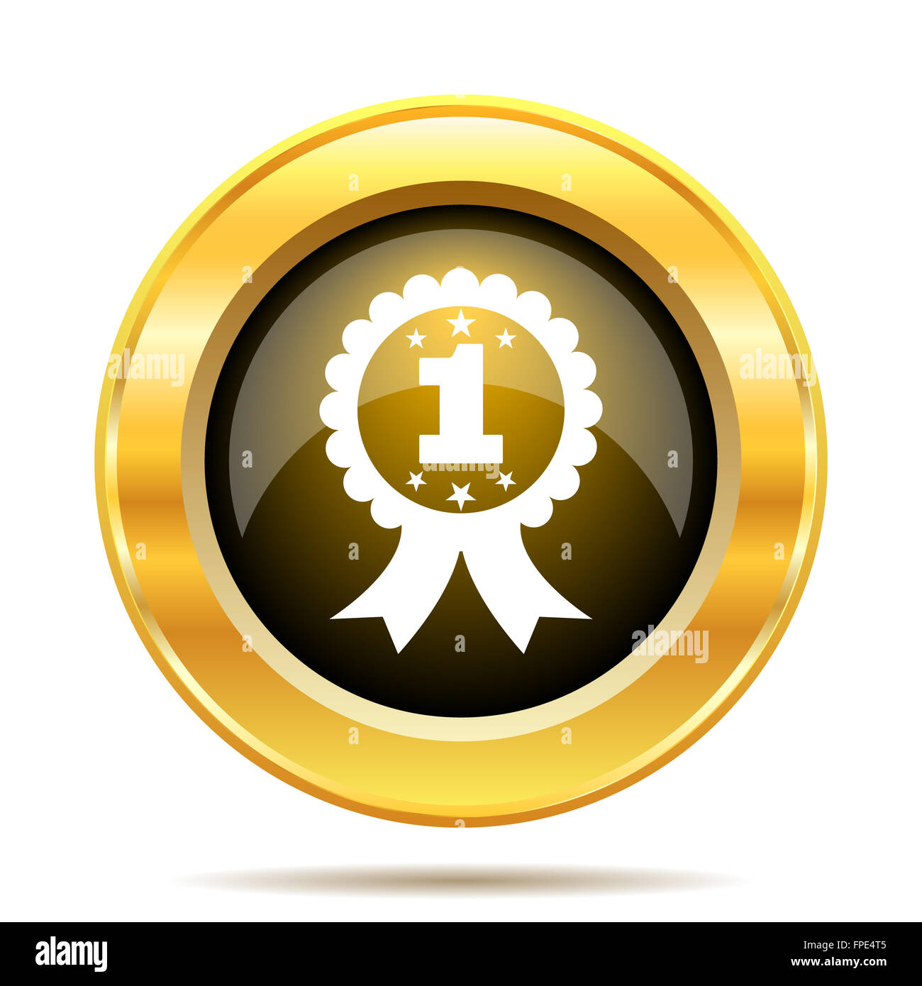 First prize ribbon icon. Internet button on white background Stock ...