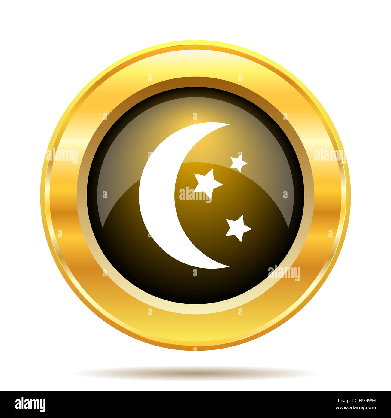 Moon icon. Internet button on white background Stock Photo - Alamy