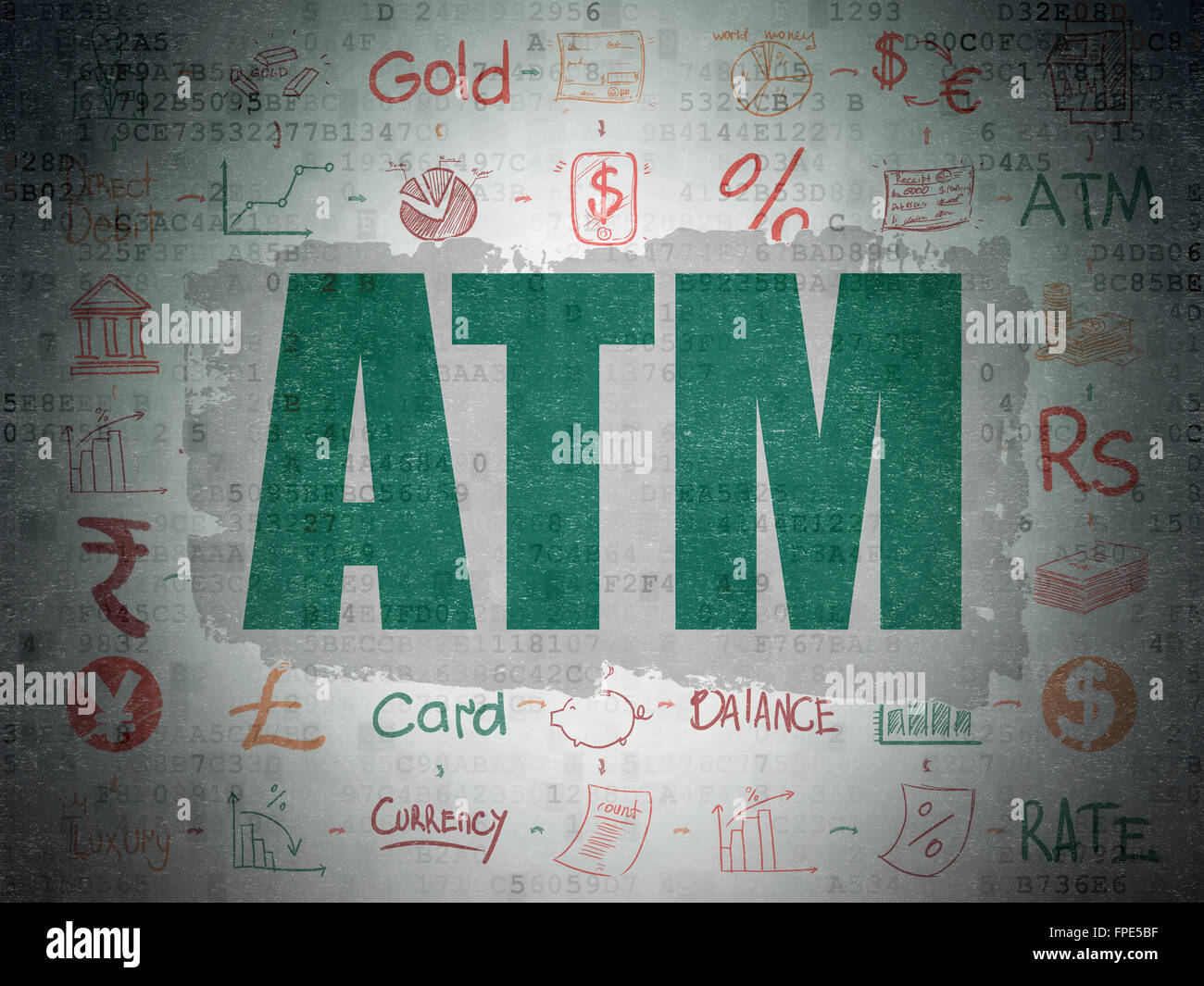 Banking concept: ATM on Digital Paper background Stock Photo - Alamy