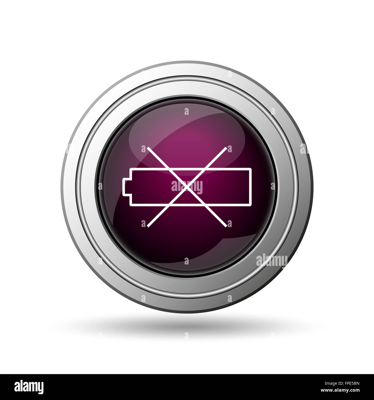 Empty battery icon. Internet button on white background Stock Photo - Alamy
