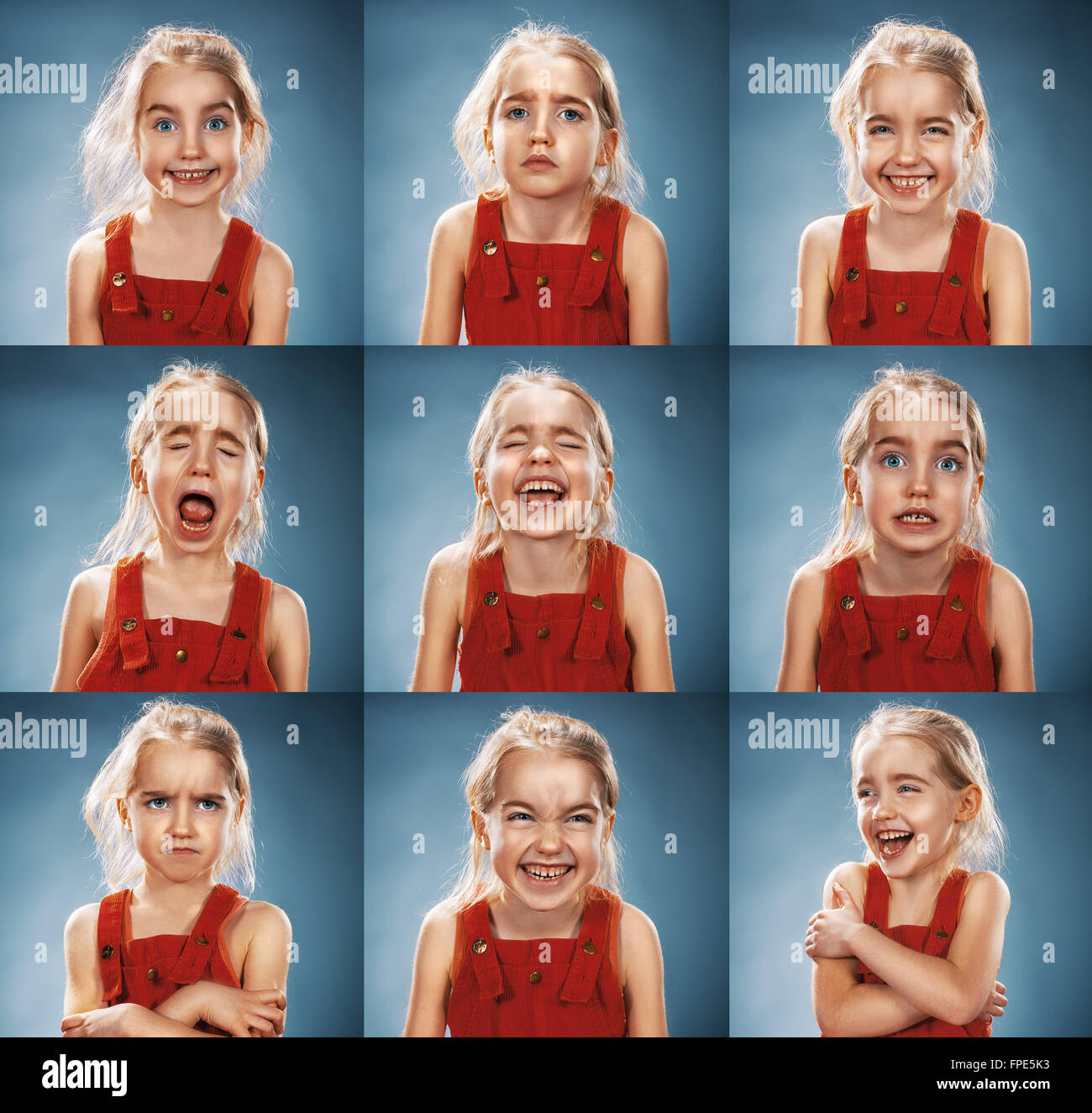 Collage girl different emotions hi-res stock photography and images - Alamy