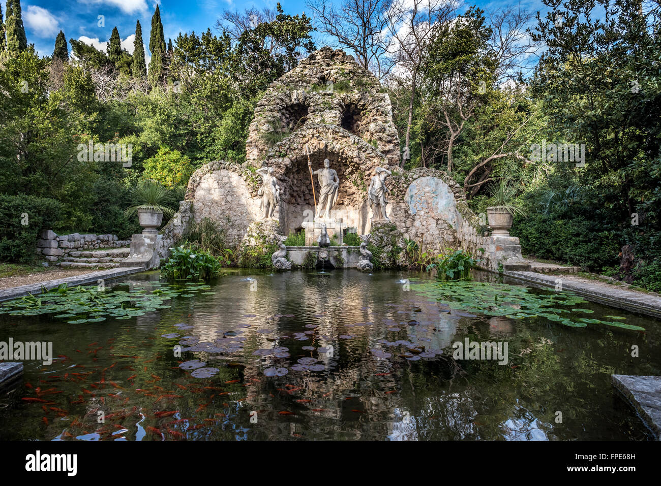 The Arboretum of Trsteno, on the Dalmatian coast, near Dubrovnik ...