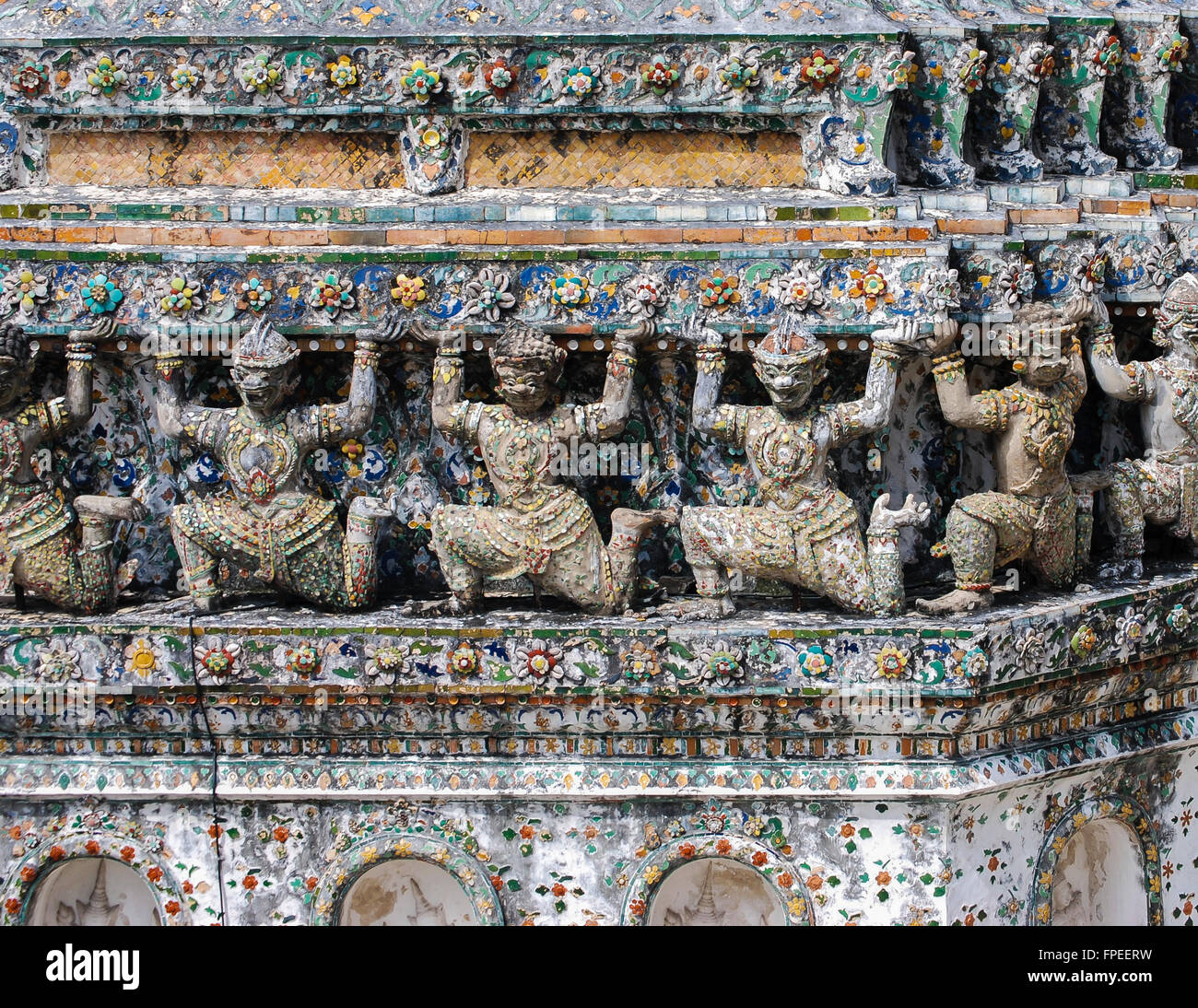 Mythological beasts on a temple in Bangkok, Thailand Stock Photo - Alamy