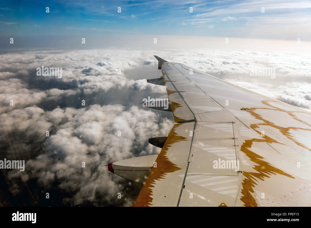 View of the Alps from the window of a British Airways flight over ...