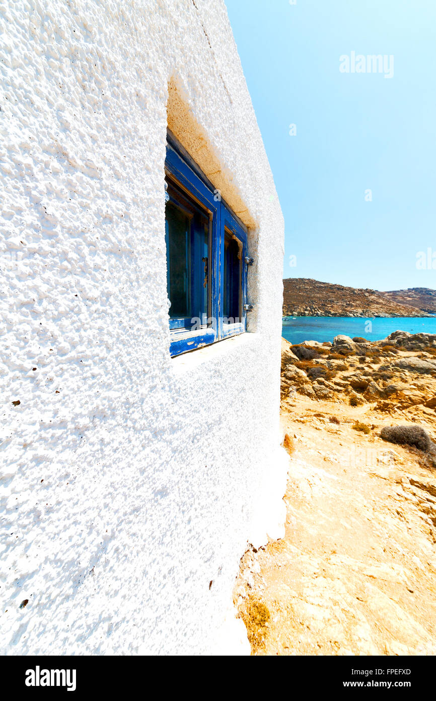 in greece the mykonos island rock sea and beach sky Stock Photo - Alamy