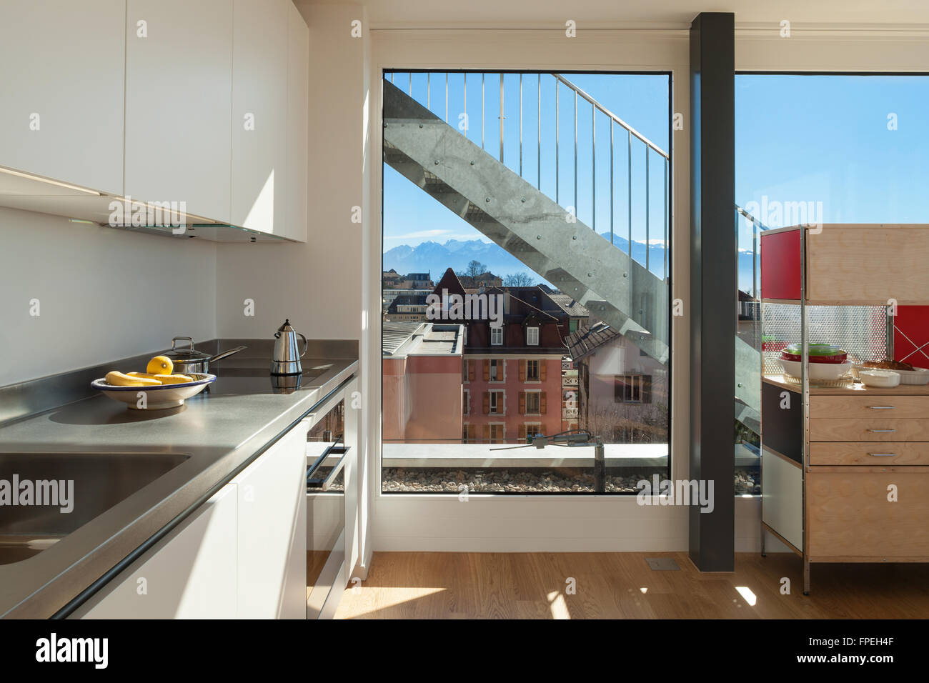 Interior of nice apartment, comfortable domestic kitchen Stock Photo ...