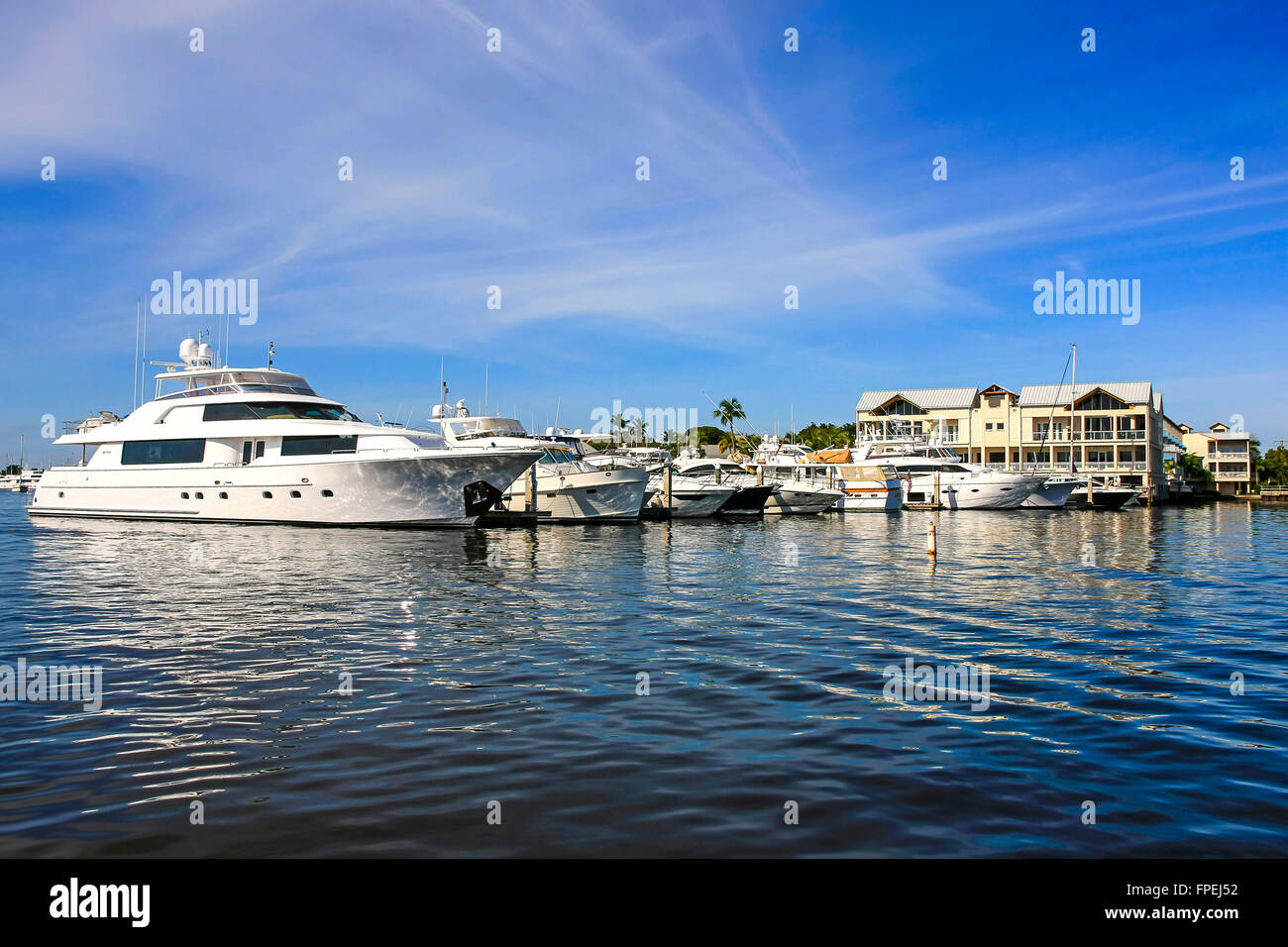 Large boats tied up at the Port of Naples Marina in Florida Stock Photo ...