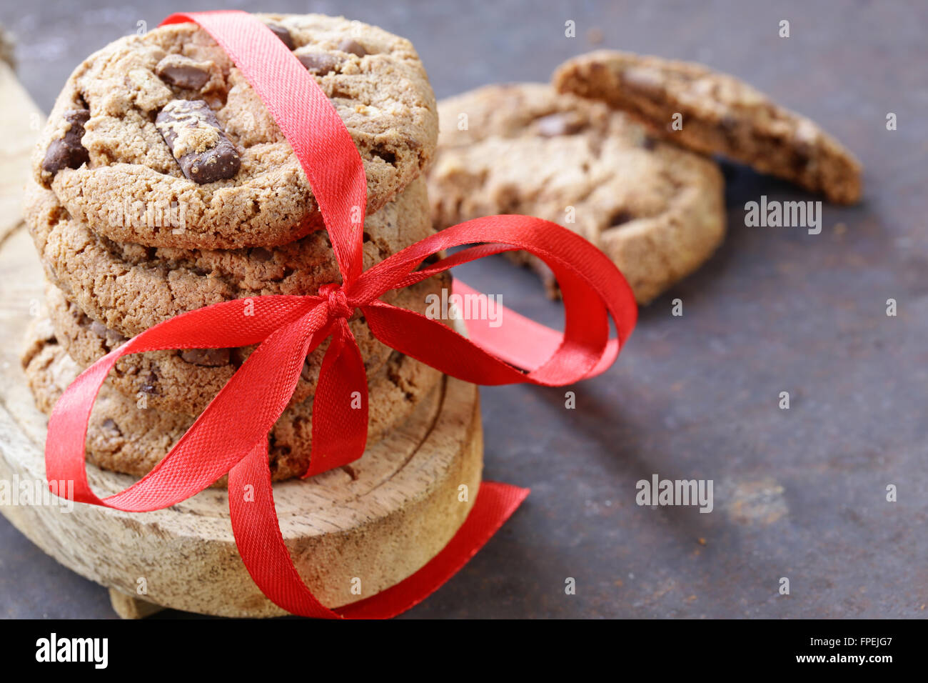 homemade desserts round cookies with chocolate chips Stock Photo - Alamy