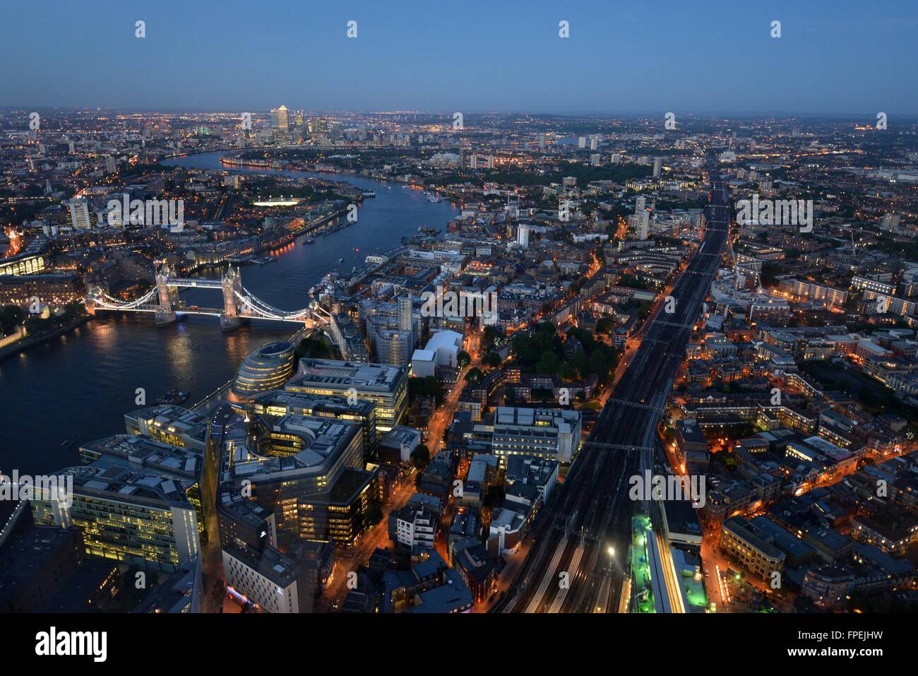 Aerial View of London City at night Stock Photo - Alamy