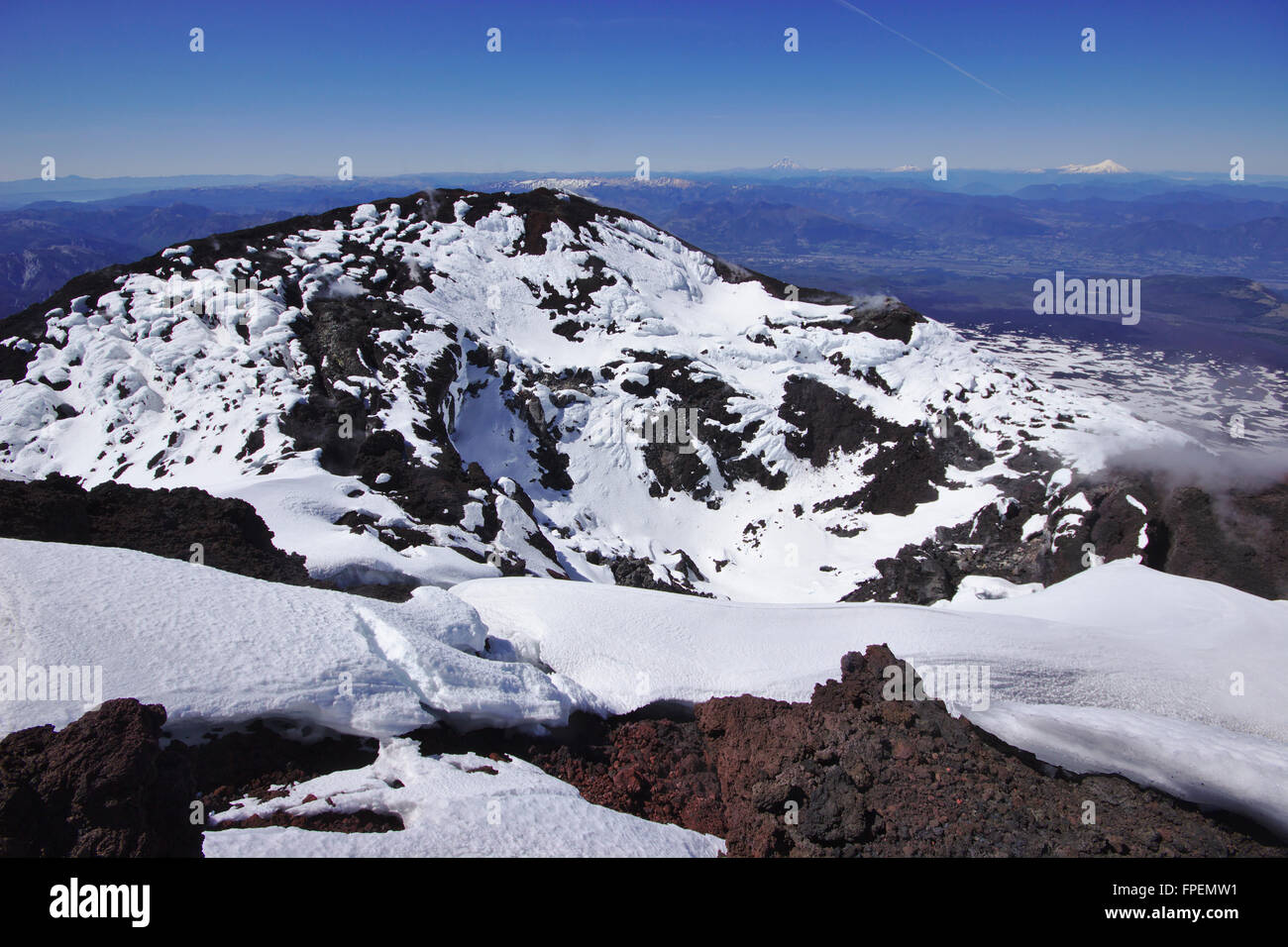 Crater of Llaima volcano, Conguillio National Park, Patagonia, Chile ...