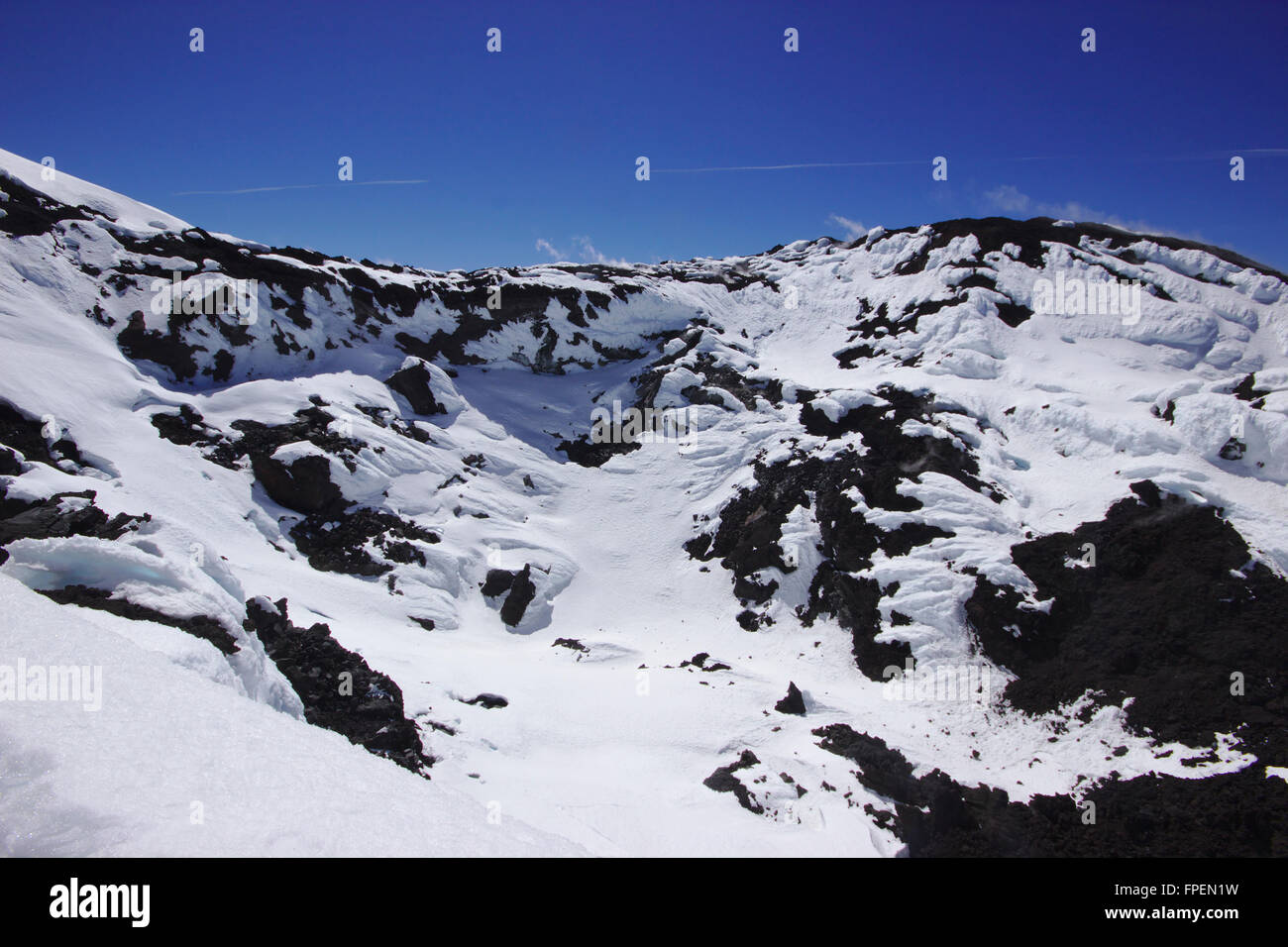 Crater of Llaima volcano, Conguillio National Park, Patagonia, Chile ...
