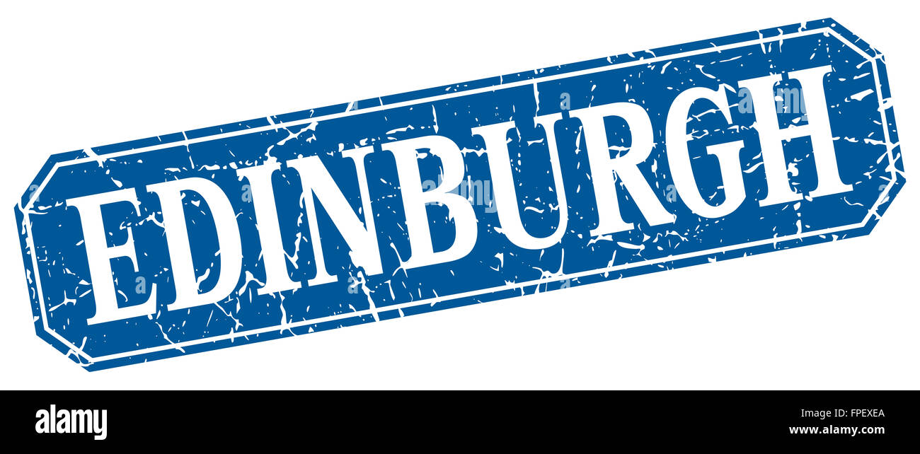 Edinburgh blue square grunge retro style sign Stock Photo - Alamy