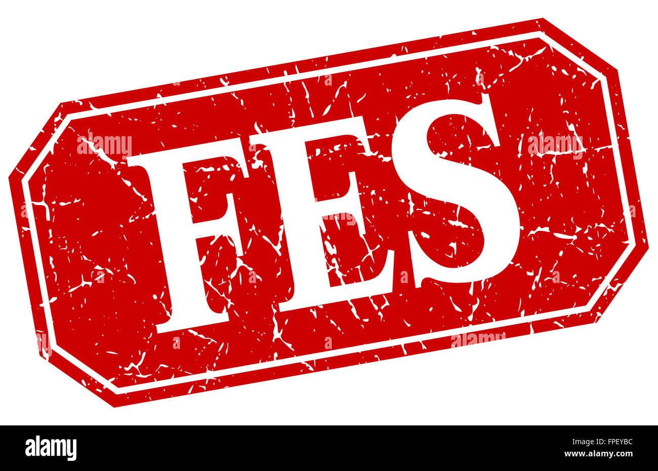 Fes red square grunge retro style sign Stock Photo - Alamy