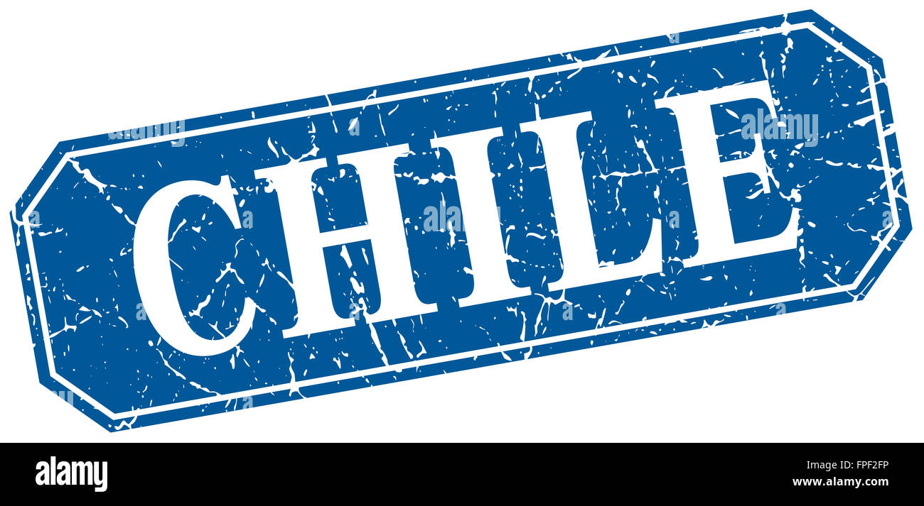 Chile blue square grunge retro style sign Stock Photo - Alamy