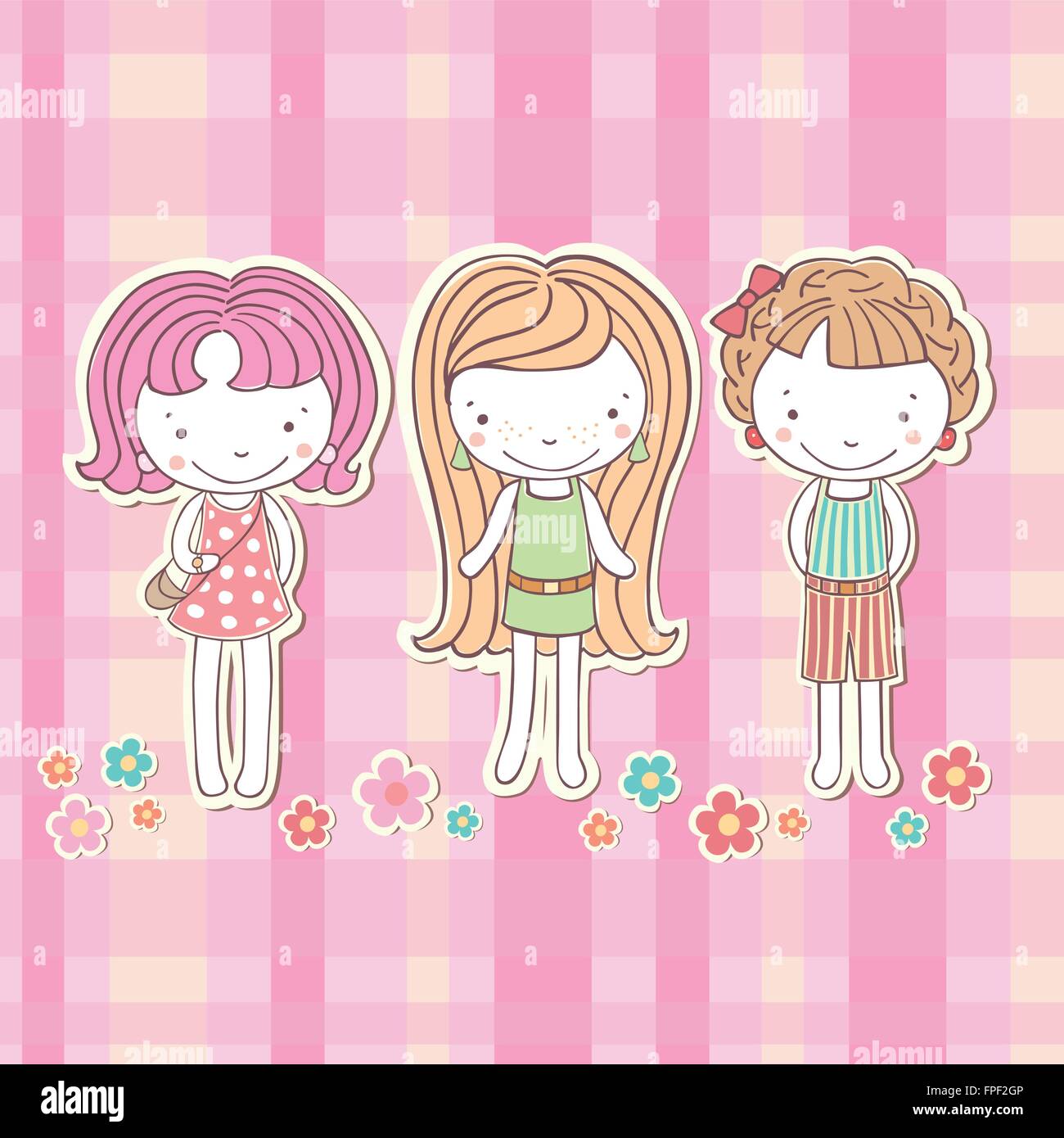 free girls on the pink background Stock Vector Image & Art - Alamy