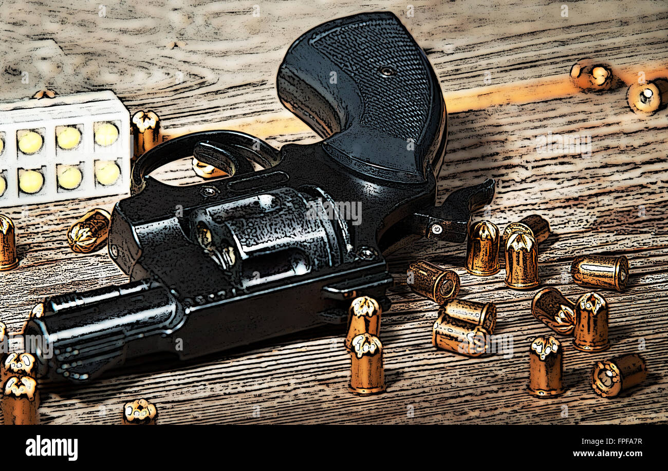 illustration of a revolver with blank cartridge Stock Photo - Alamy