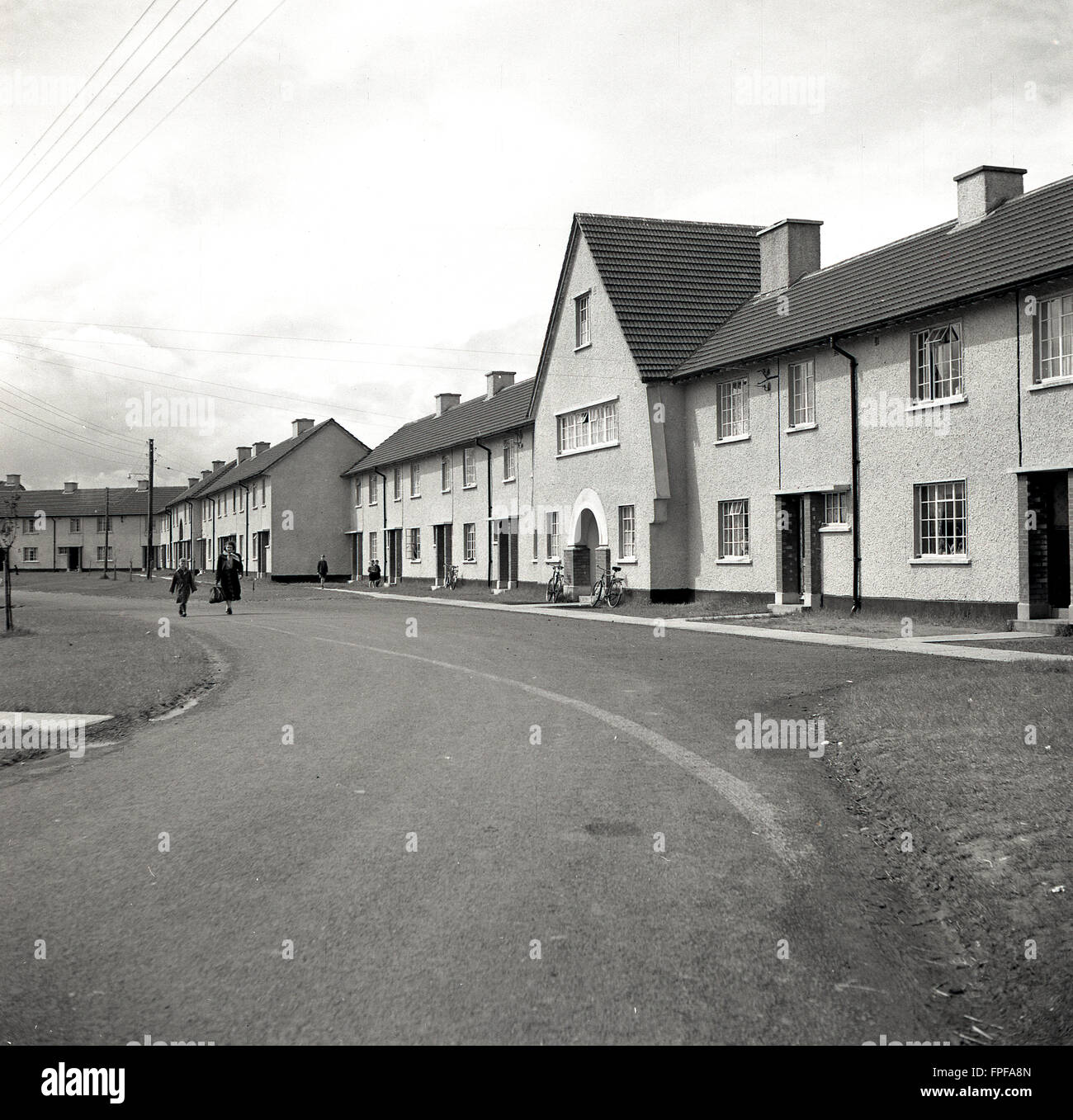 1950s historical, new housing estate at Clane, County Kildare, Ireland ...
