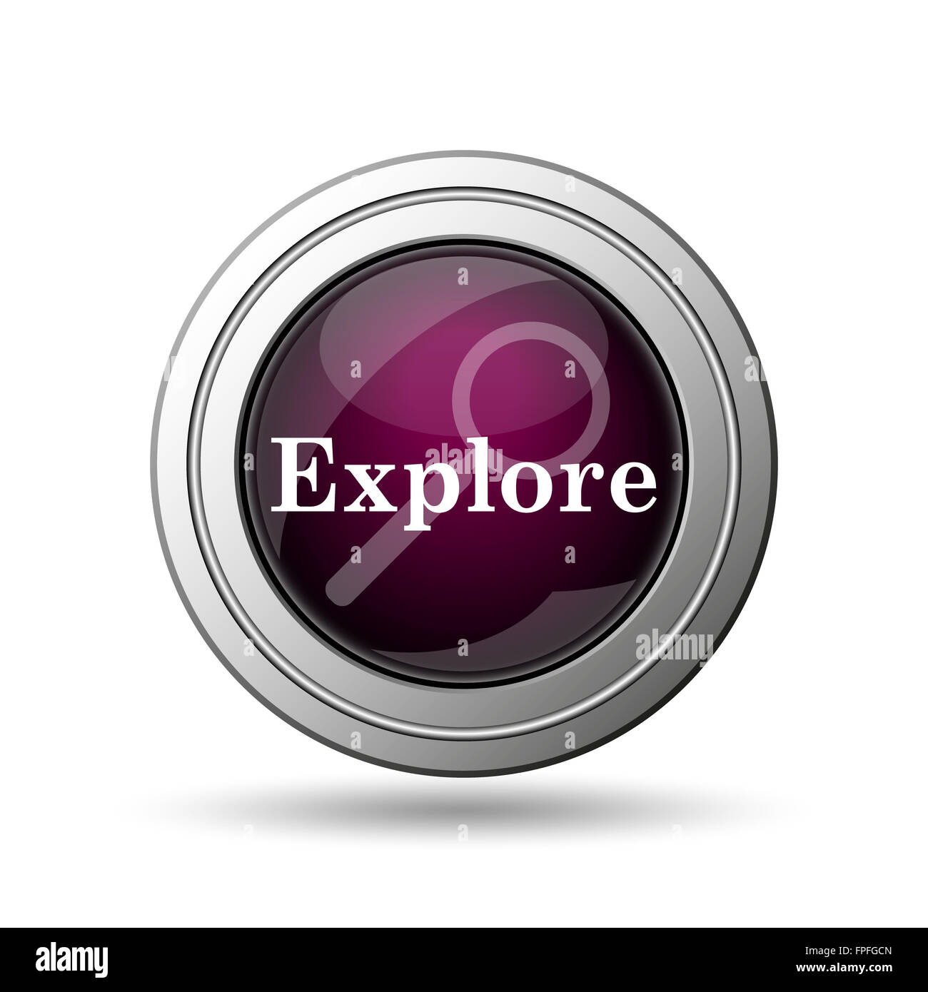 Explore icon. Internet button on white background Stock Photo - Alamy