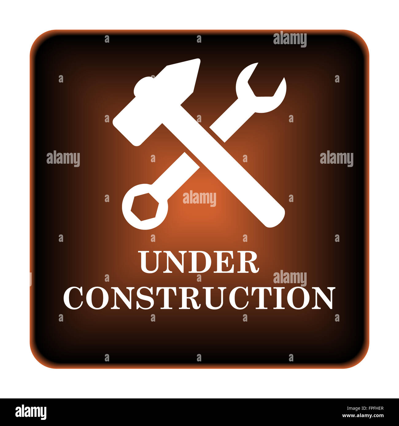 Under construction icon. Internet button on white background Stock ...