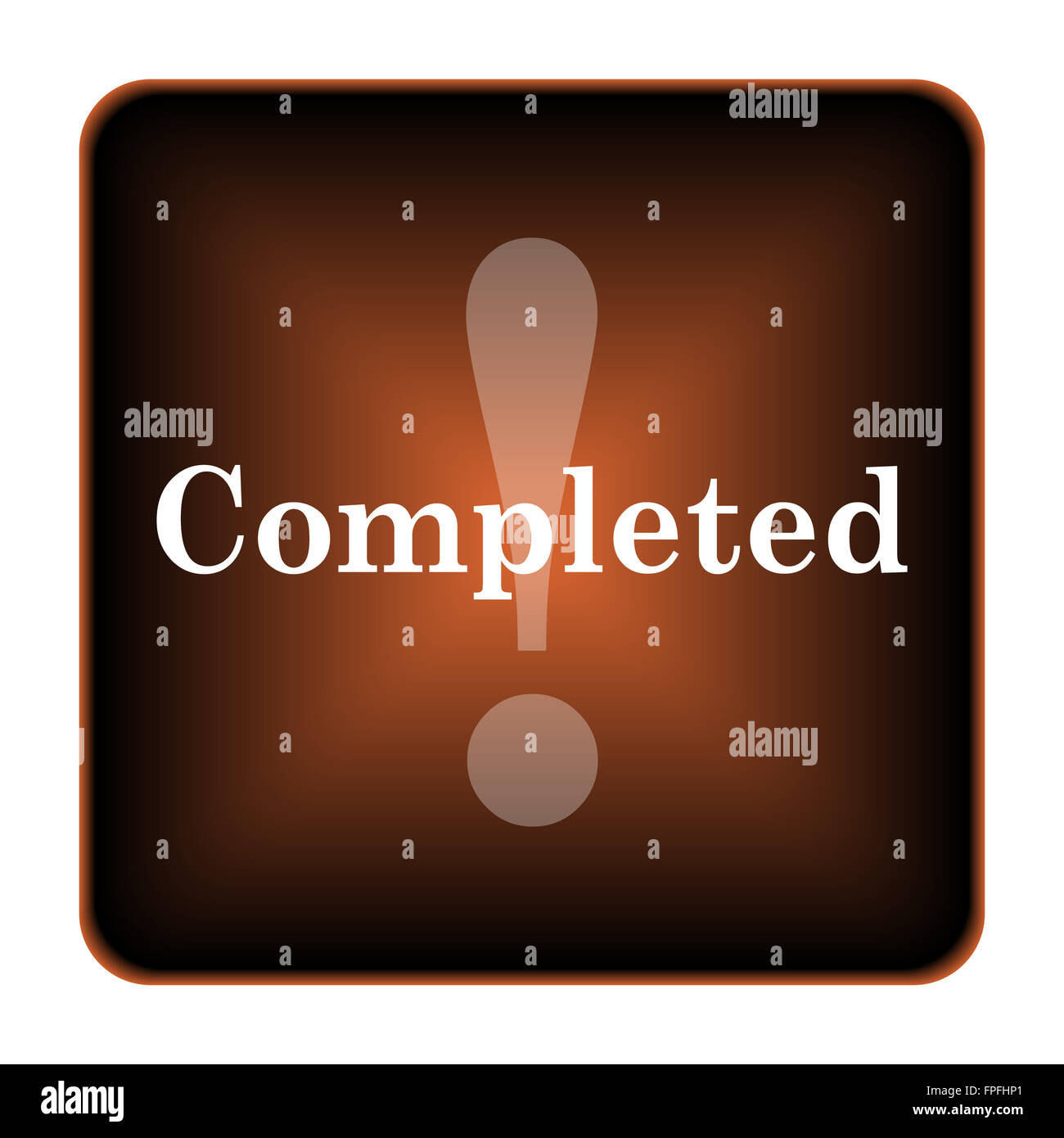 Completed icon. Internet button on white background Stock Photo - Alamy