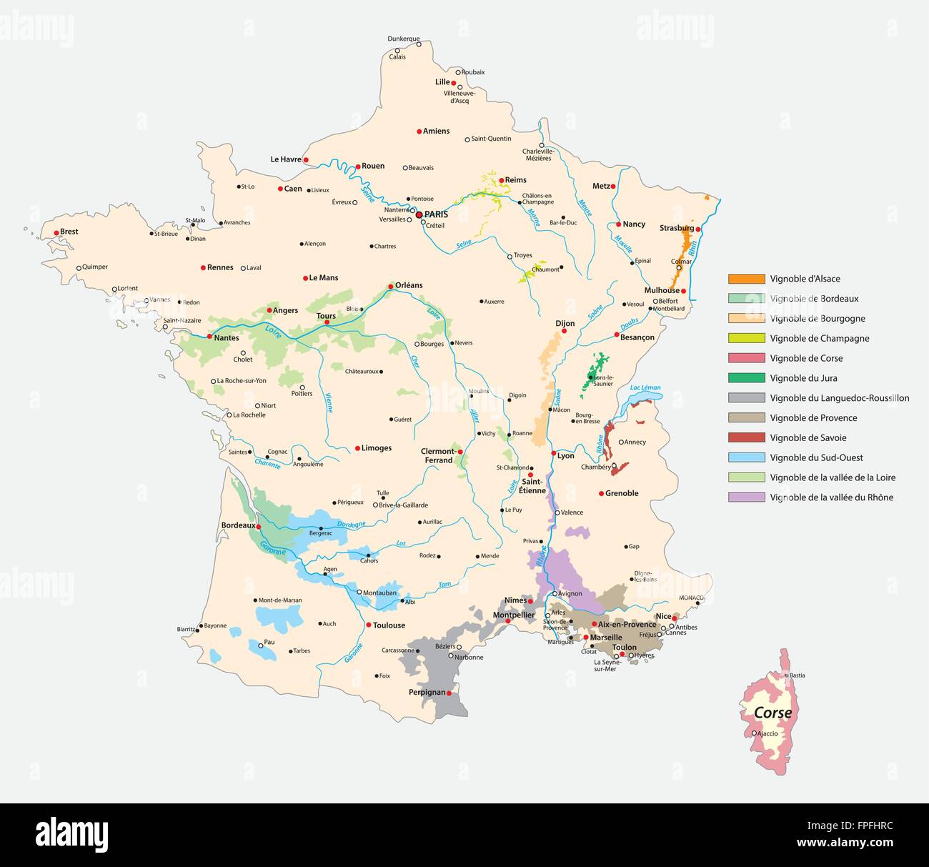 Burgundy wine region map hi-res stock photography and images - Alamy