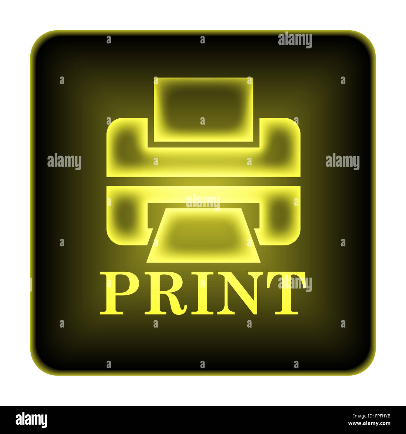 Printer with word PRINT icon. Internet button on white background Stock ...