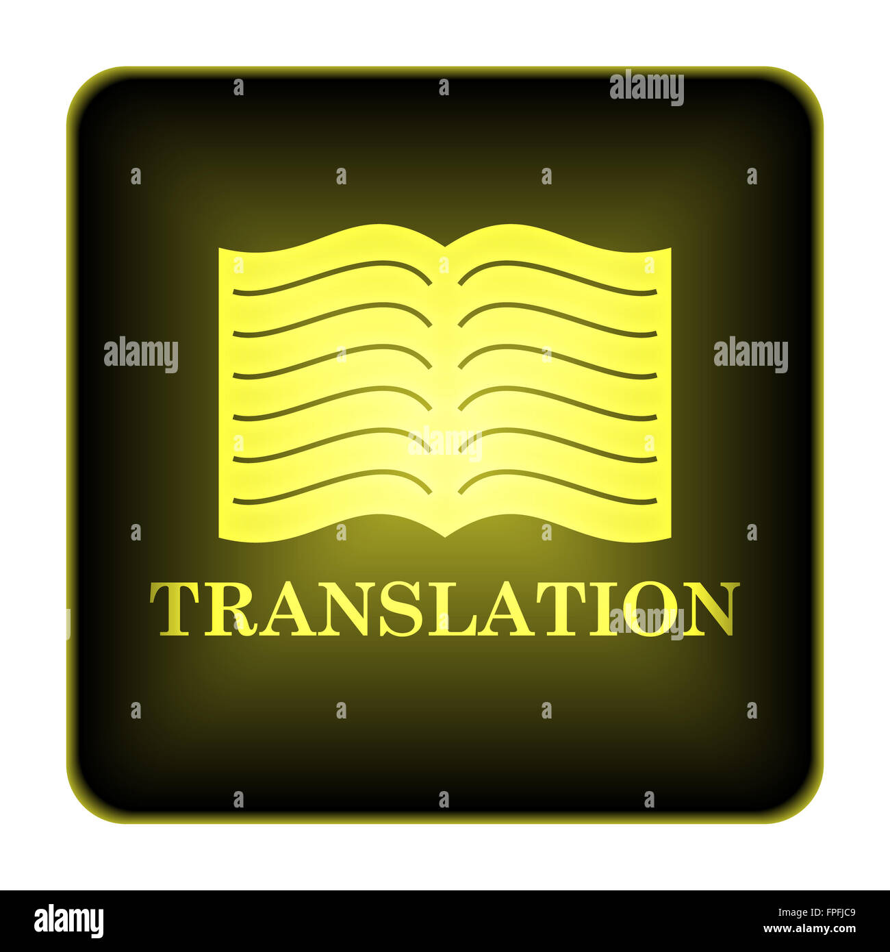 Translation book icon. Internet button on white background Stock Photo ...