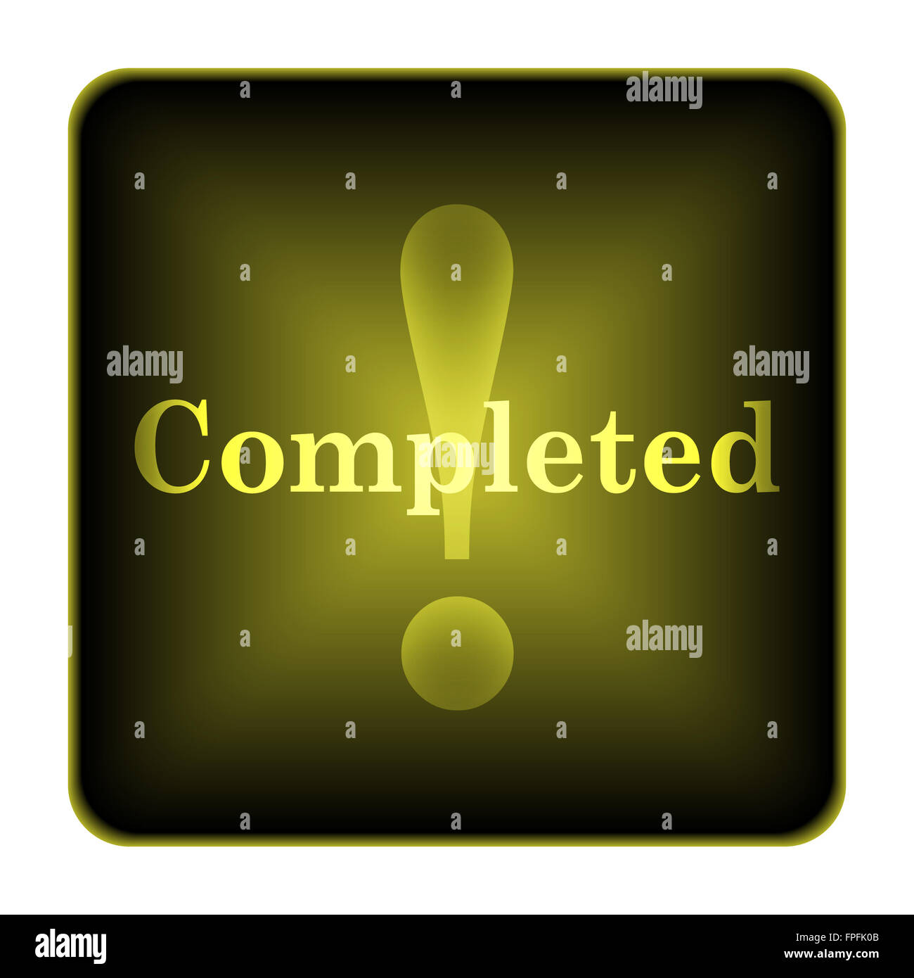 Completed icon. Internet button on white background Stock Photo - Alamy