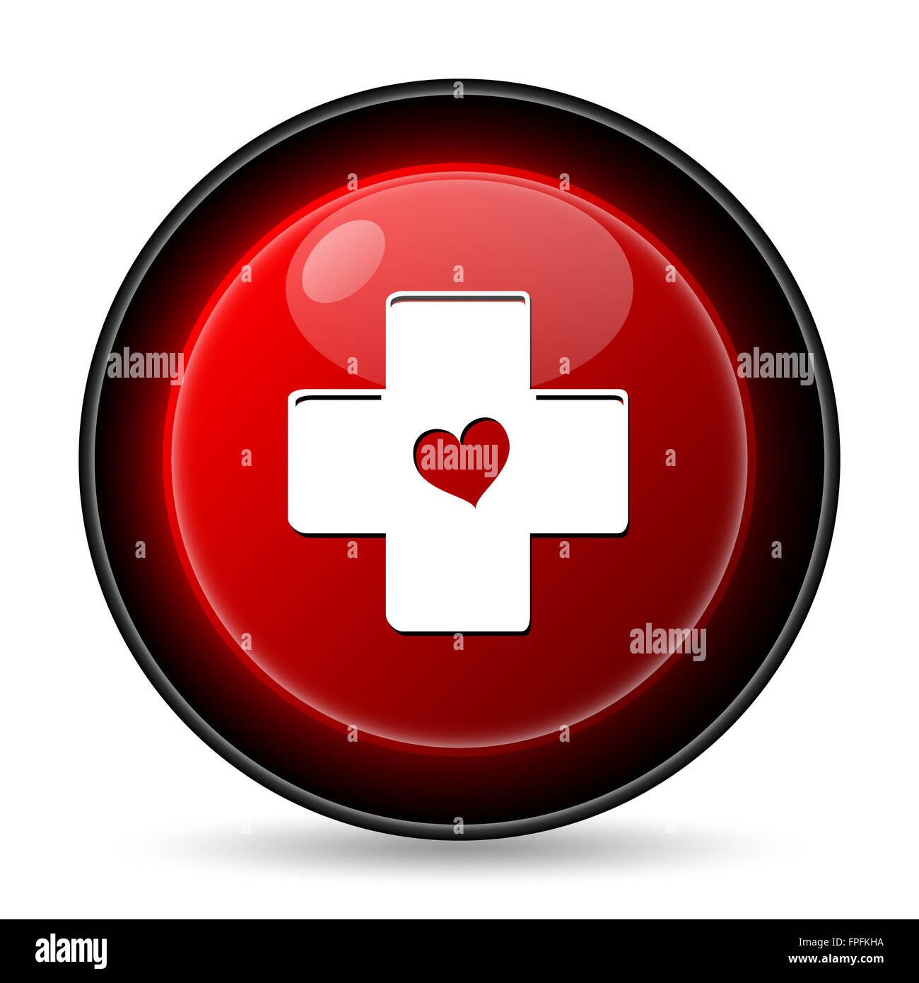 Cross with heart icon. Internet button on white background Stock Photo ...