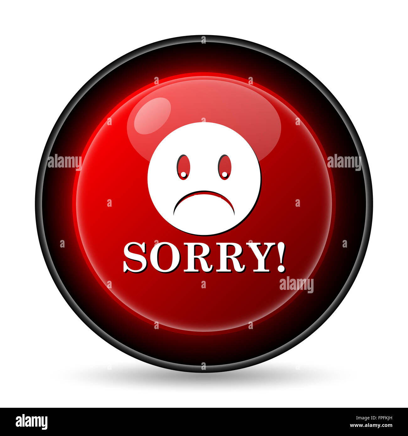 Sorry icon. Internet button on white background Stock Photo - Alamy