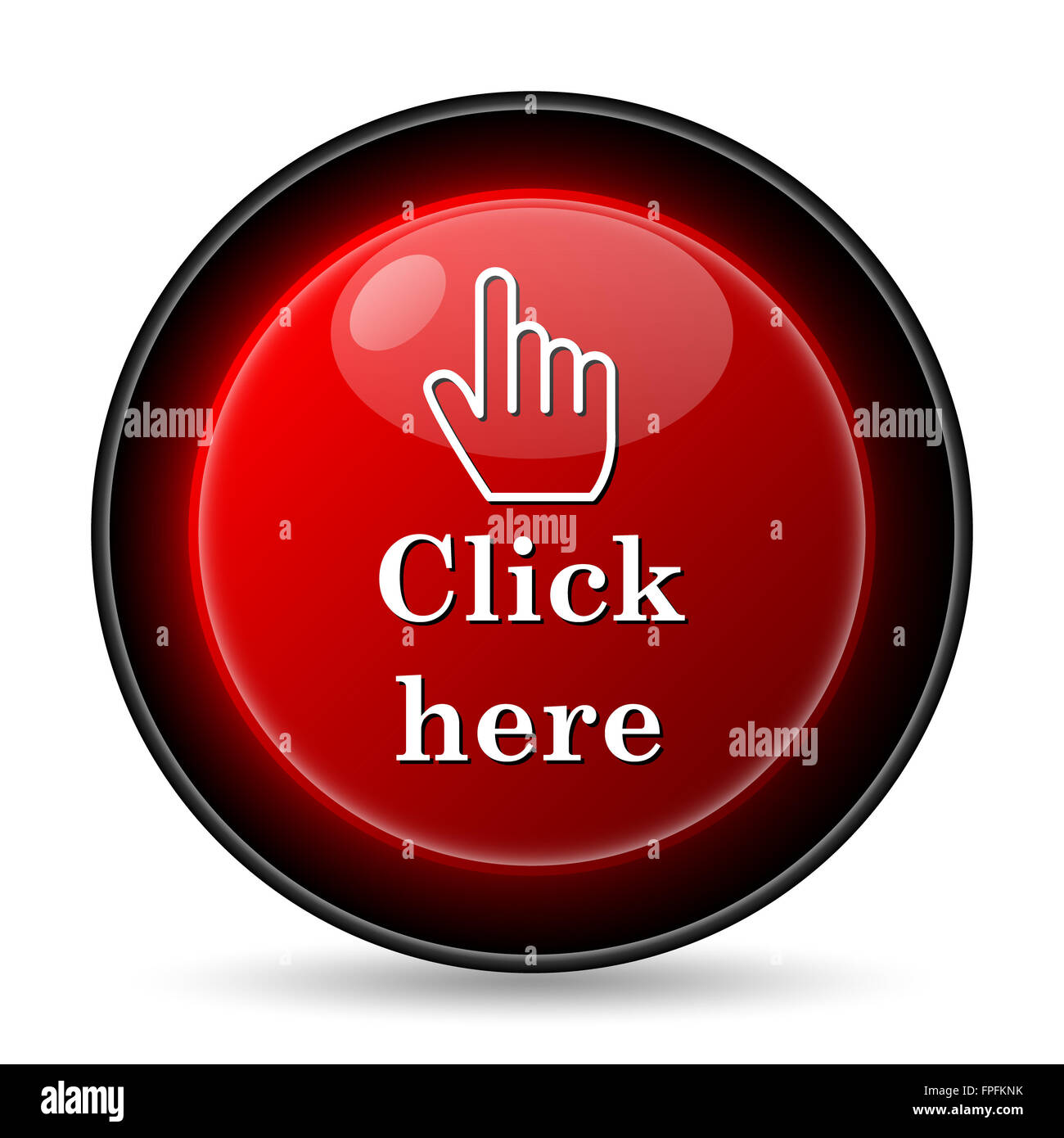Click here icon. Internet button on white background Stock Photo - Alamy