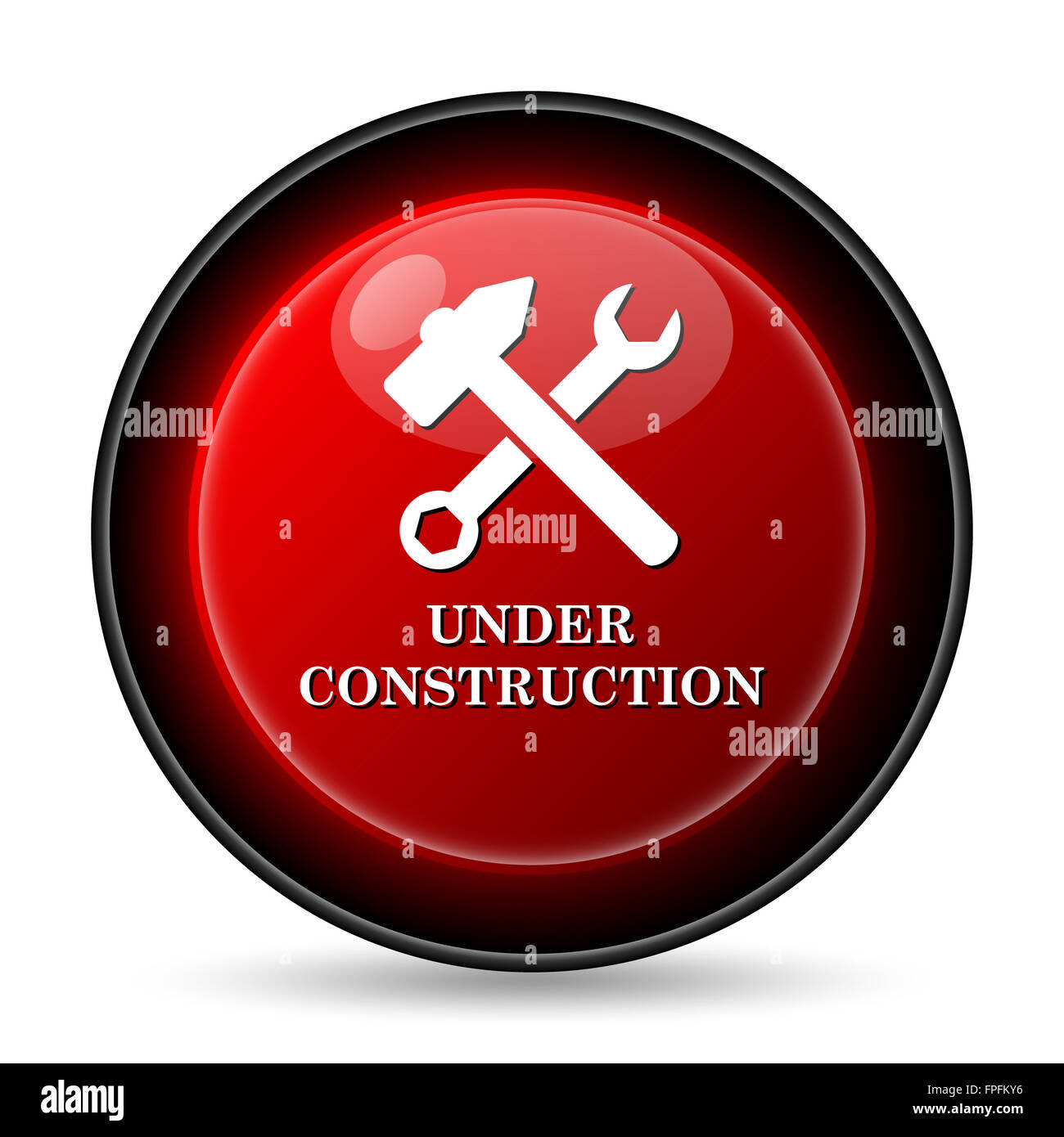Under construction icon. Internet button on white background Stock ...