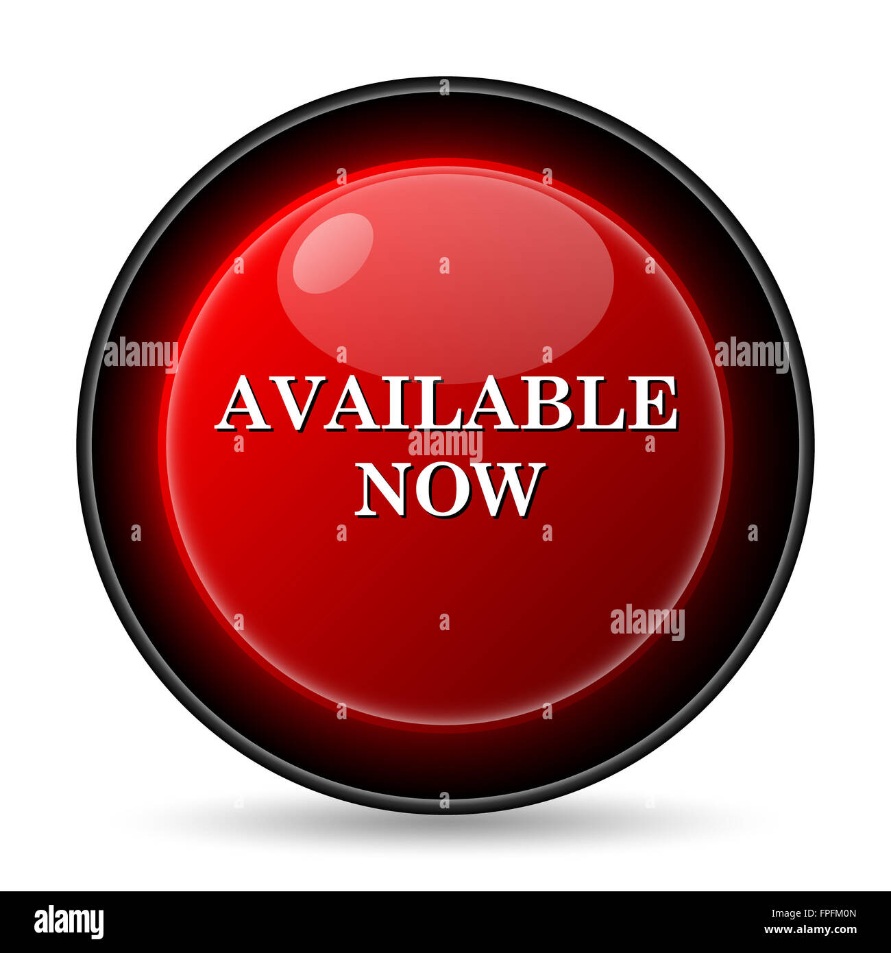 Available now icon. Internet button on white background Stock Photo - Alamy