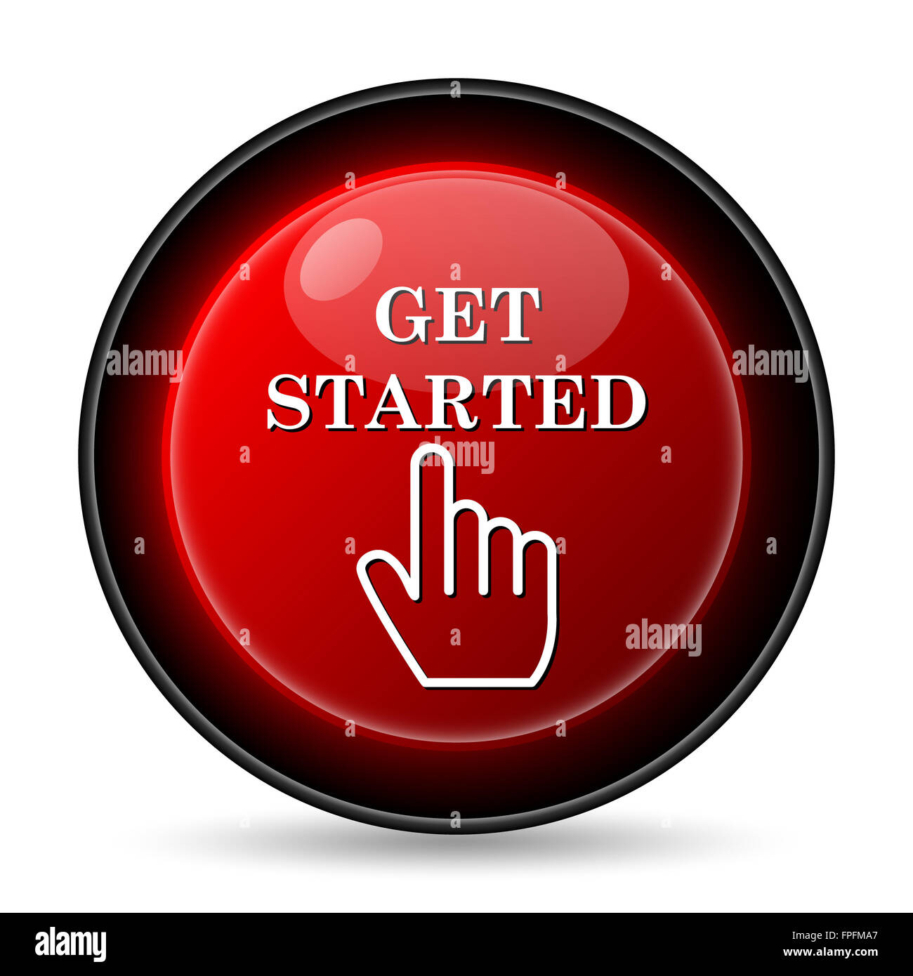 Get started icon. Internet button on white background Stock Photo - Alamy